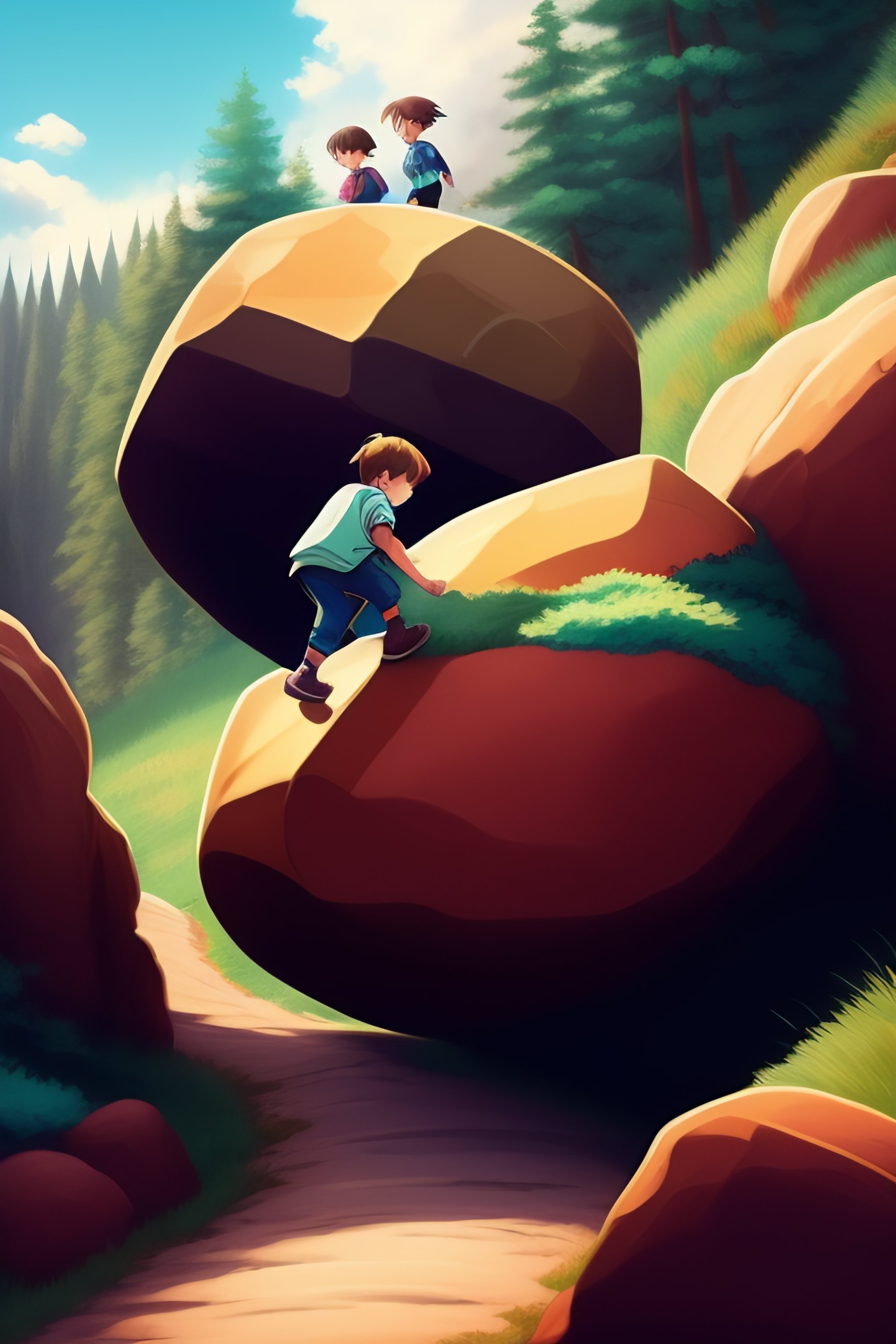 Lexica - Twenty Small Childrenpush a large boulder up a steep hill in ...