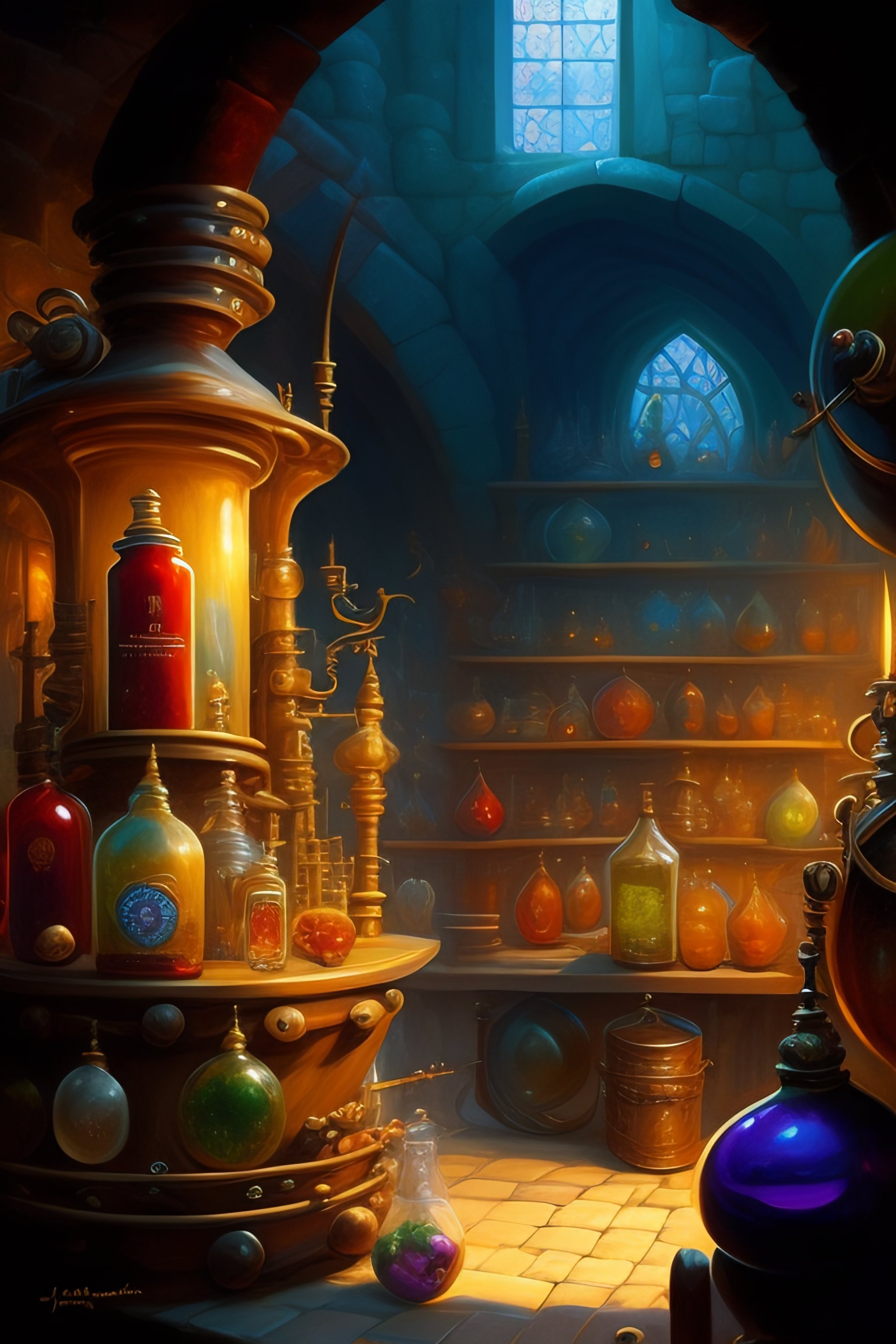 Lexica - Surreal abstract painting of a cluttered fantasy medieval ...