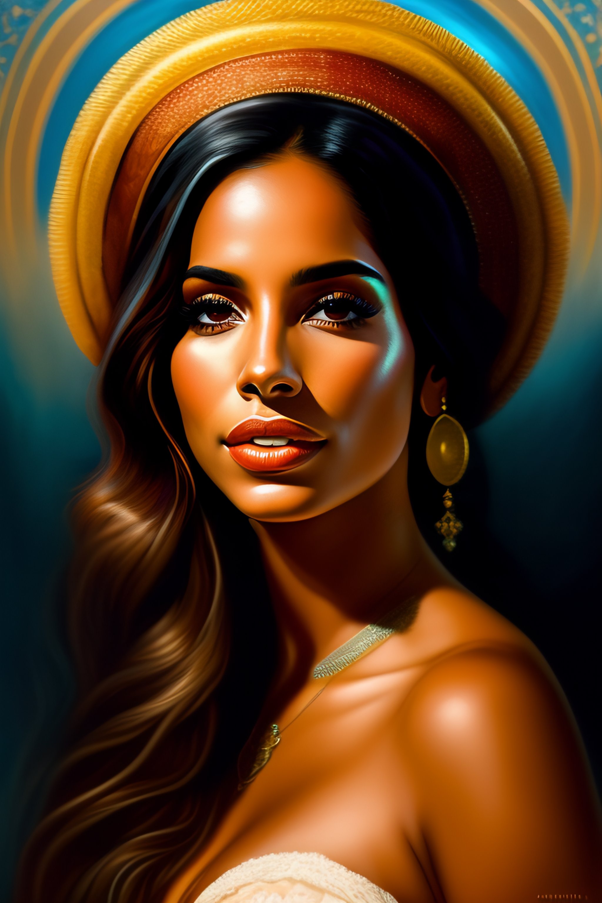 Lexica - Anitta singer brazilian as berlesk, portrait, mucha, realistic
