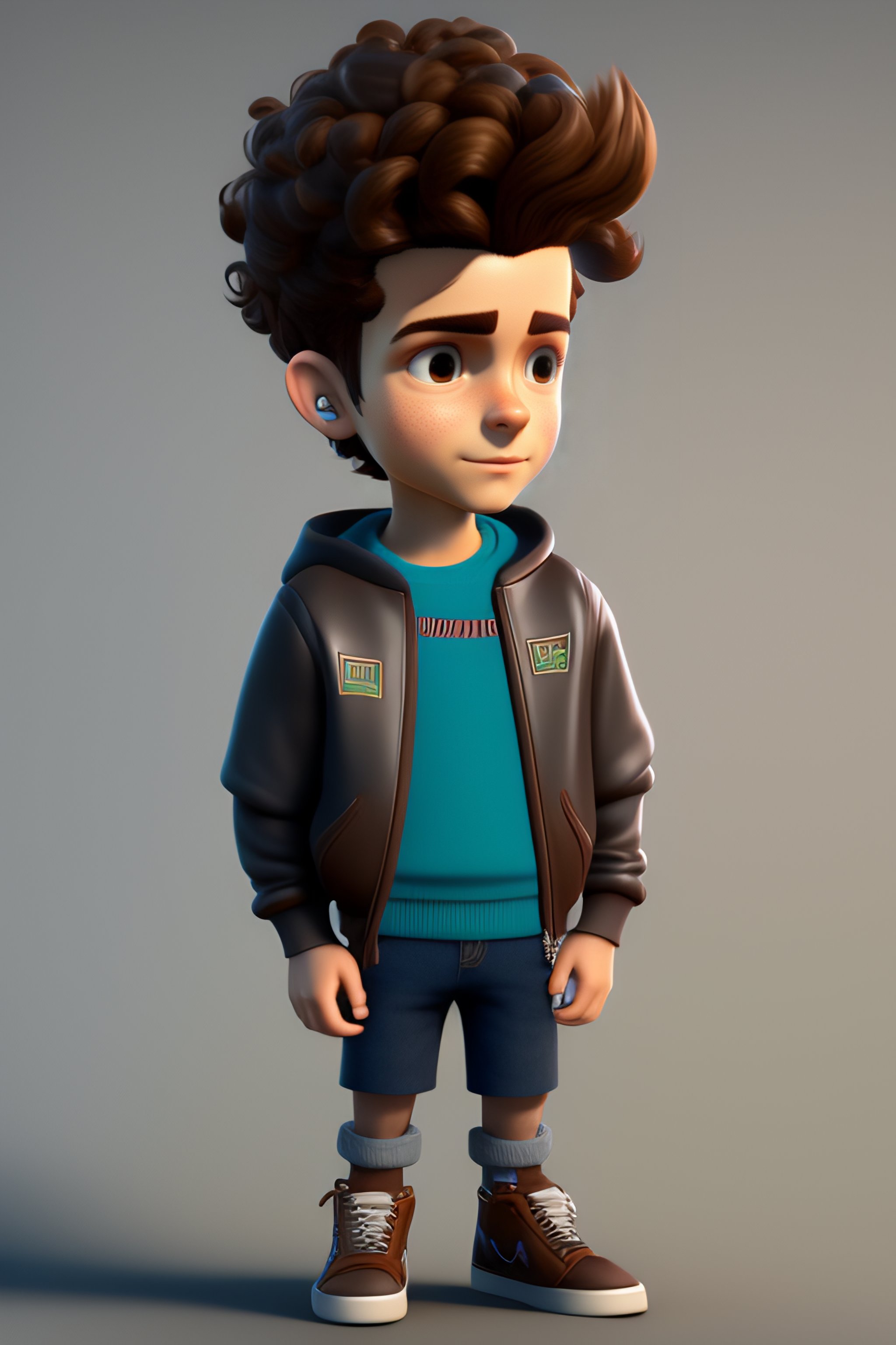 Lexica - Brown hair brown boy in gray zipper top, standing centre of a ...