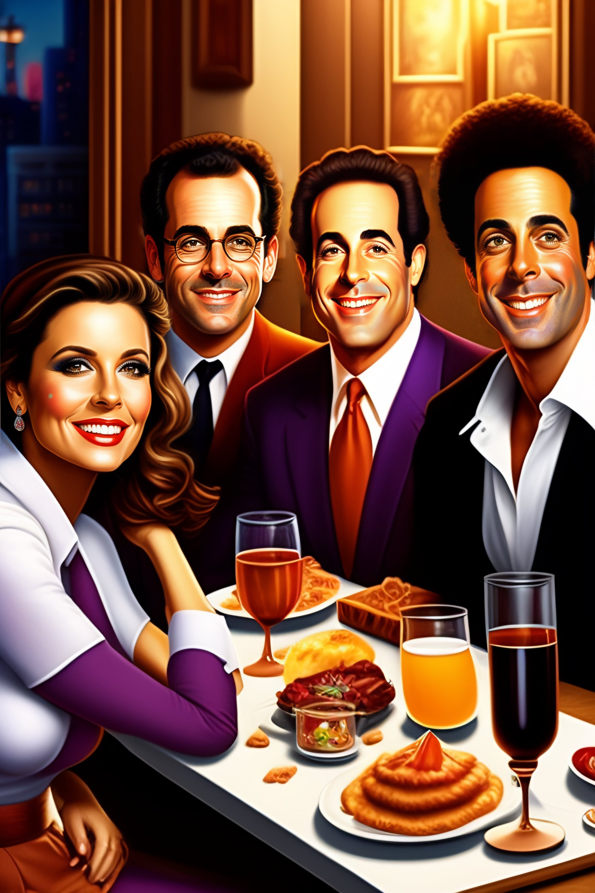 Lexica - Seinfeld restaurant party, digital art, illustration, highly ...
