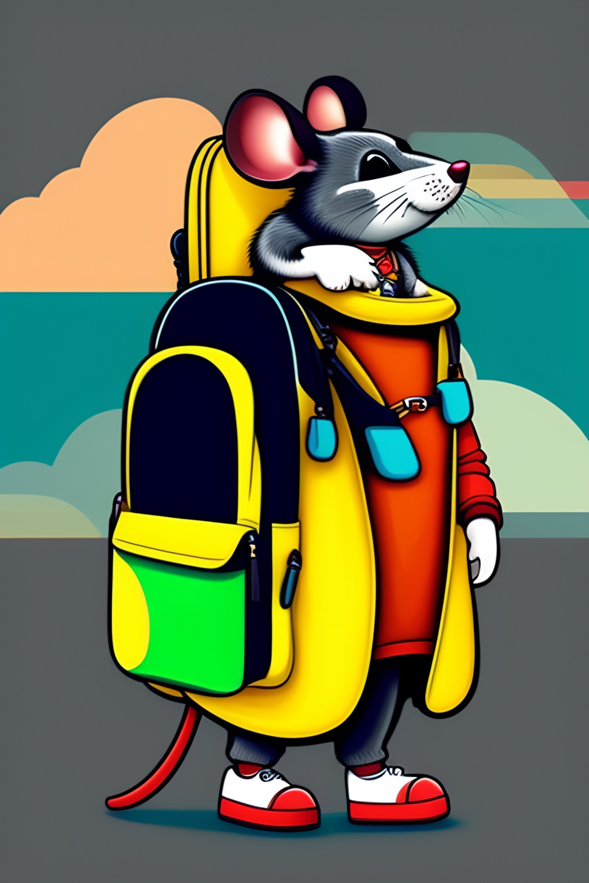 Lexica - Cute and funny anthropomorphic mouse traveling with backpack ...