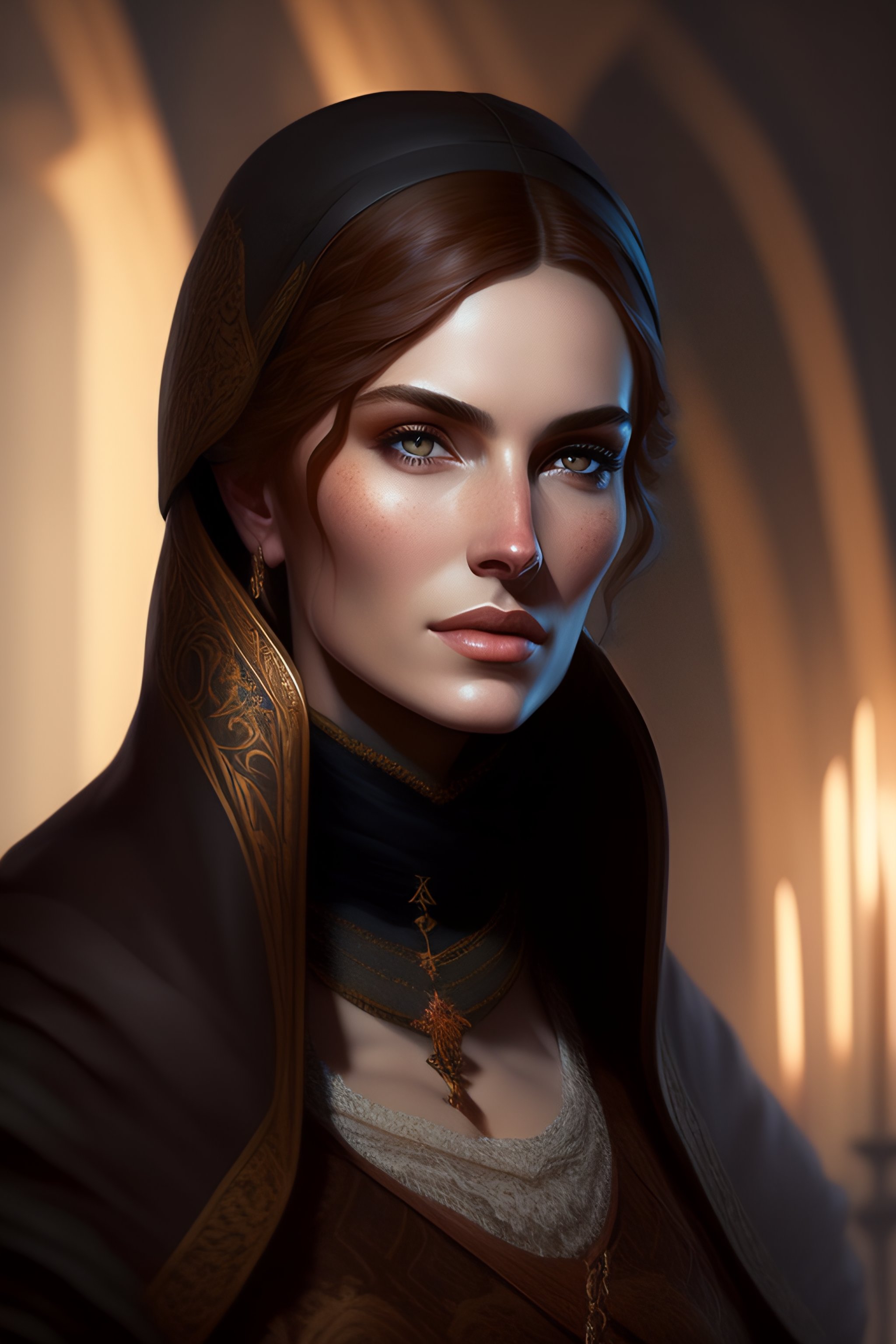 Lexica - Portrait of medieval russian woman assassin brown short hair ...