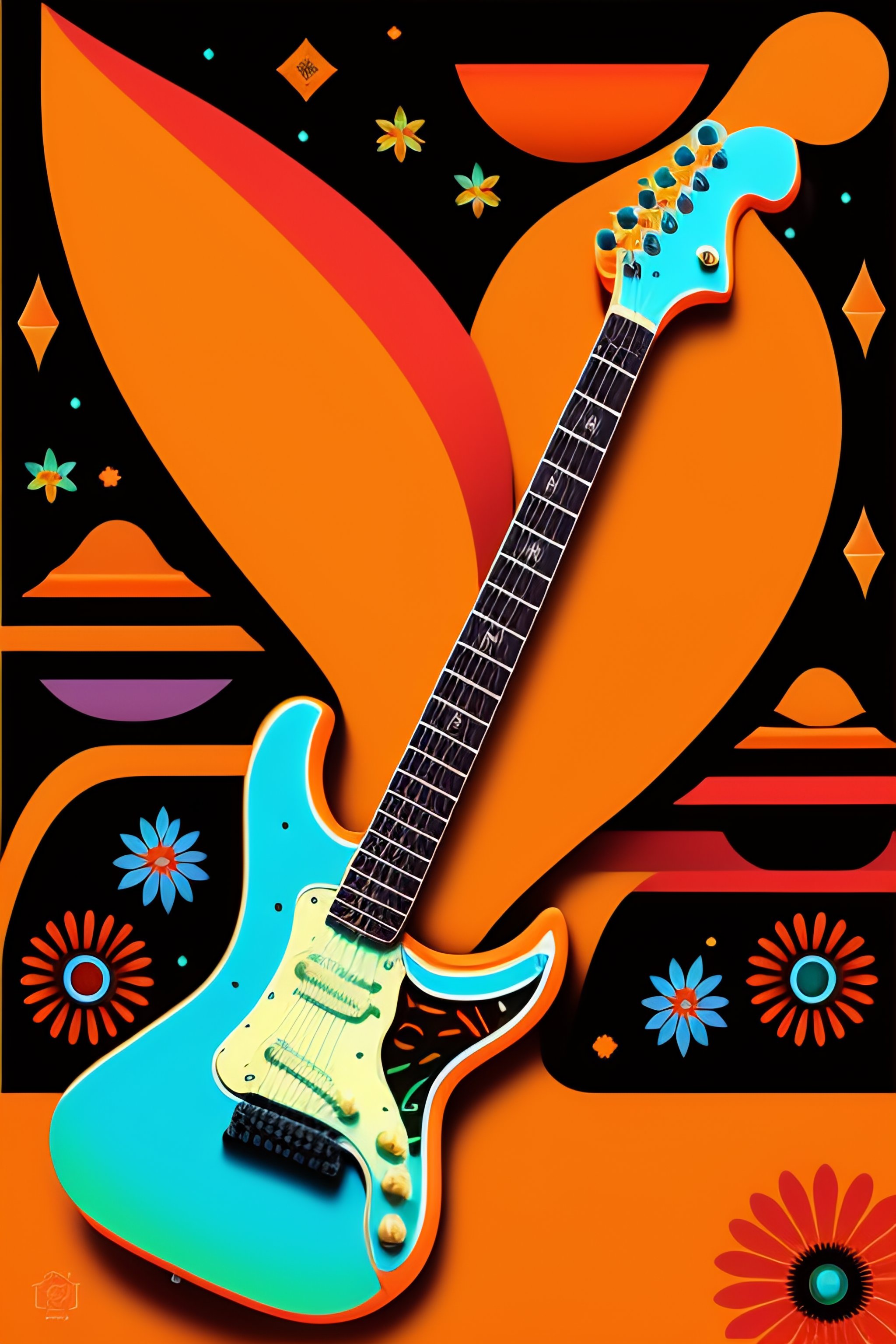 Lexica - Vector flat Flyer, Flyer flat vector 2D image of a guitar ...