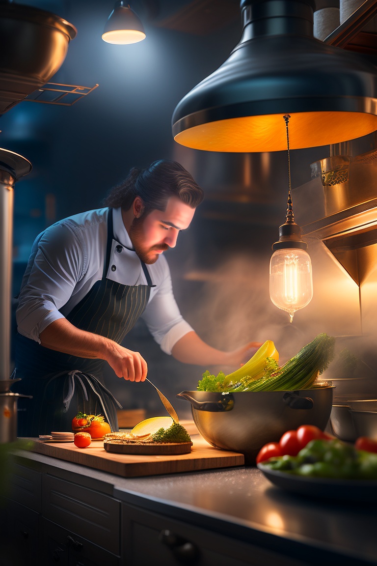 Lexica - French style kitchen, chef cooking tacos, very realistic photo ...