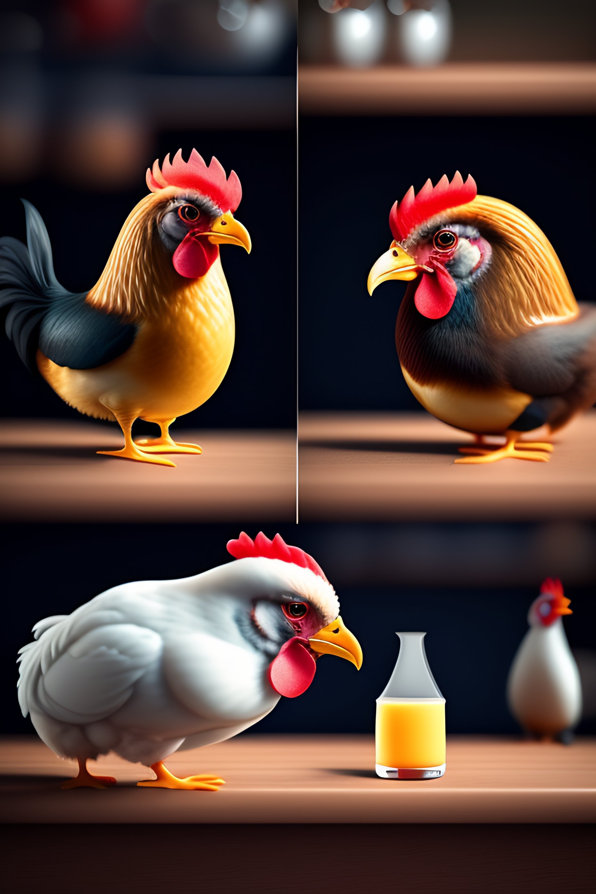 Lexica - Stupid Chicken. 3D cartoon. Human.