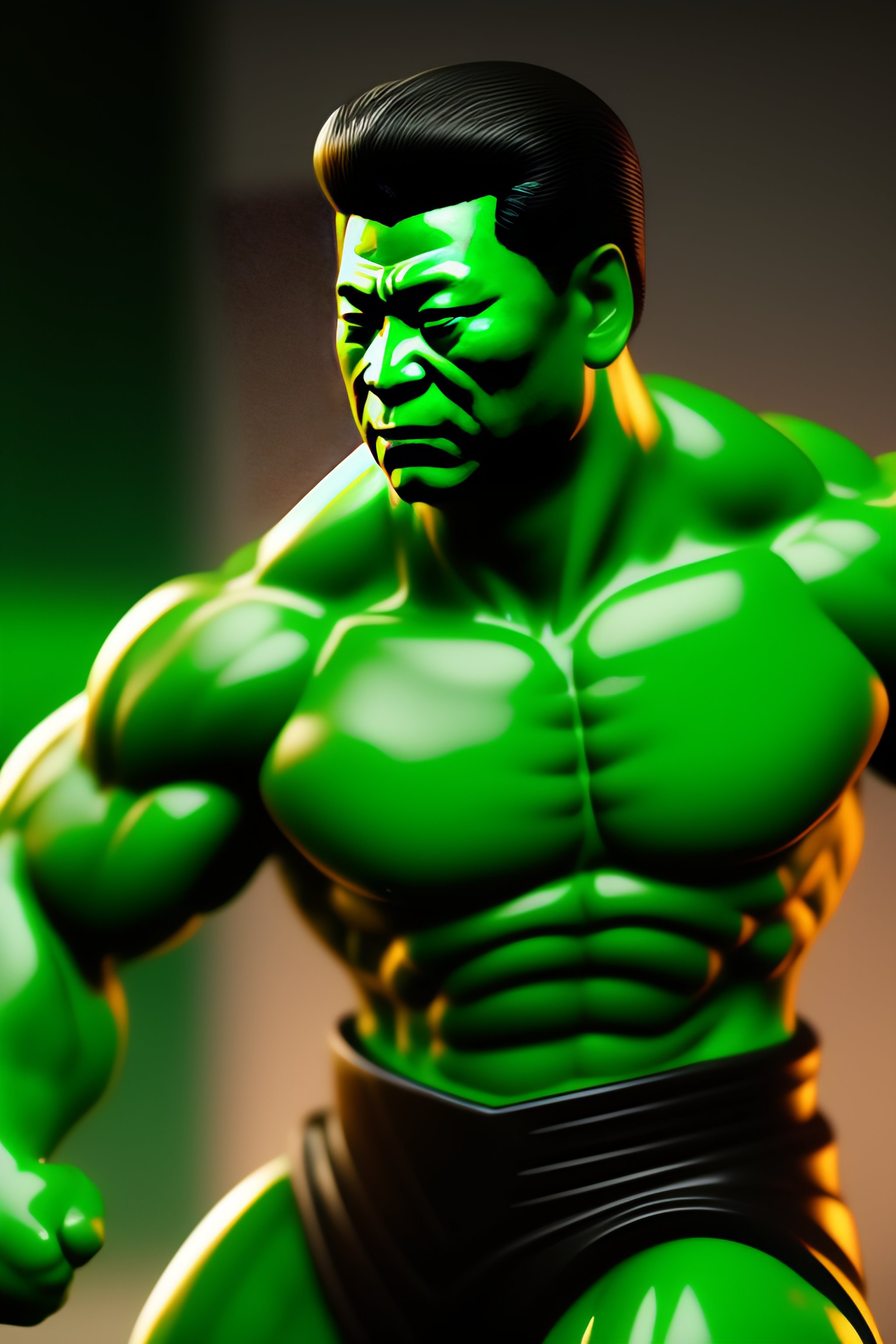 Lexica - Xi President in hulk with green skin is fighting in 3d render