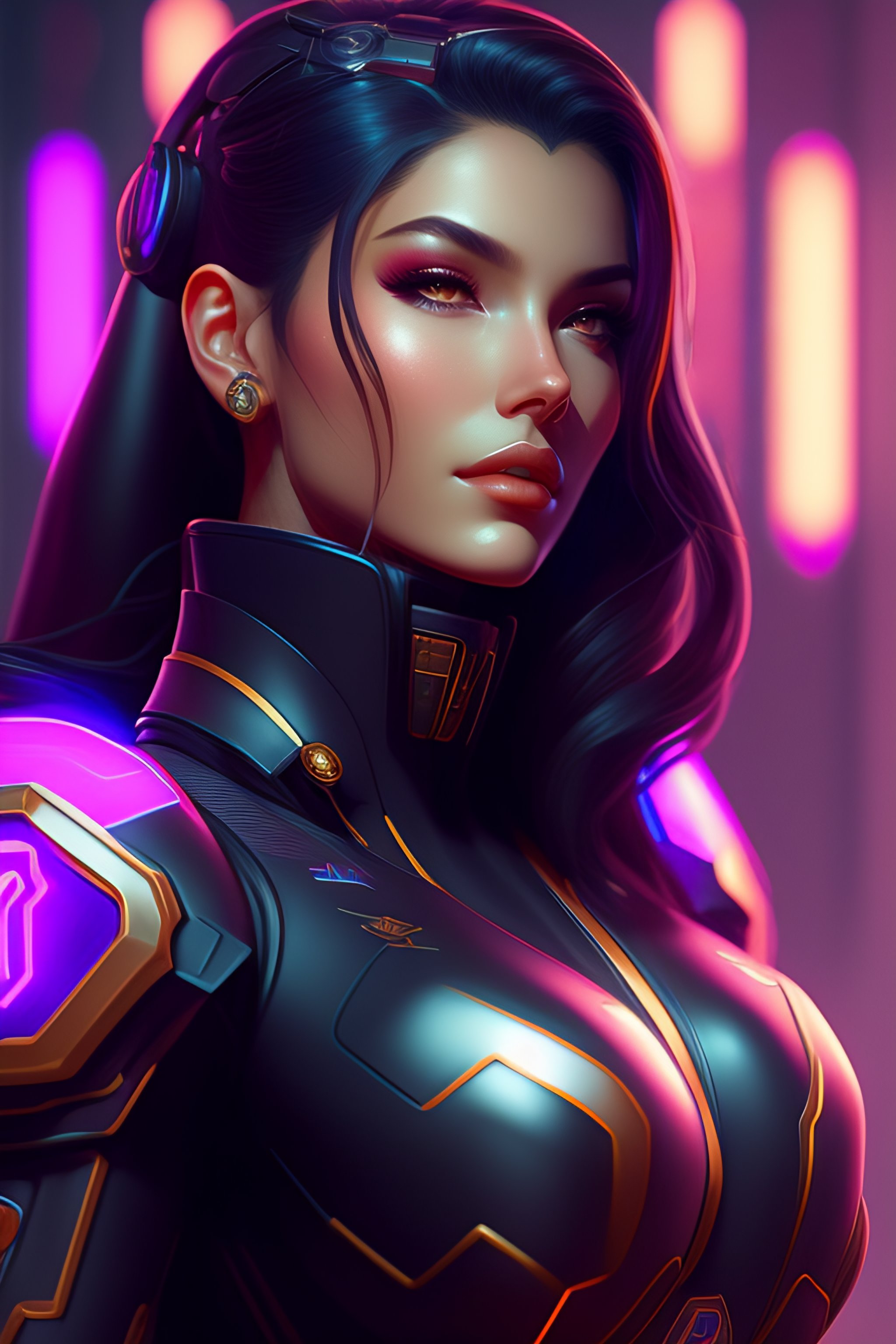 Lexica - Symmetry portrait of dva from overwatch, closeup, sci - fi ...