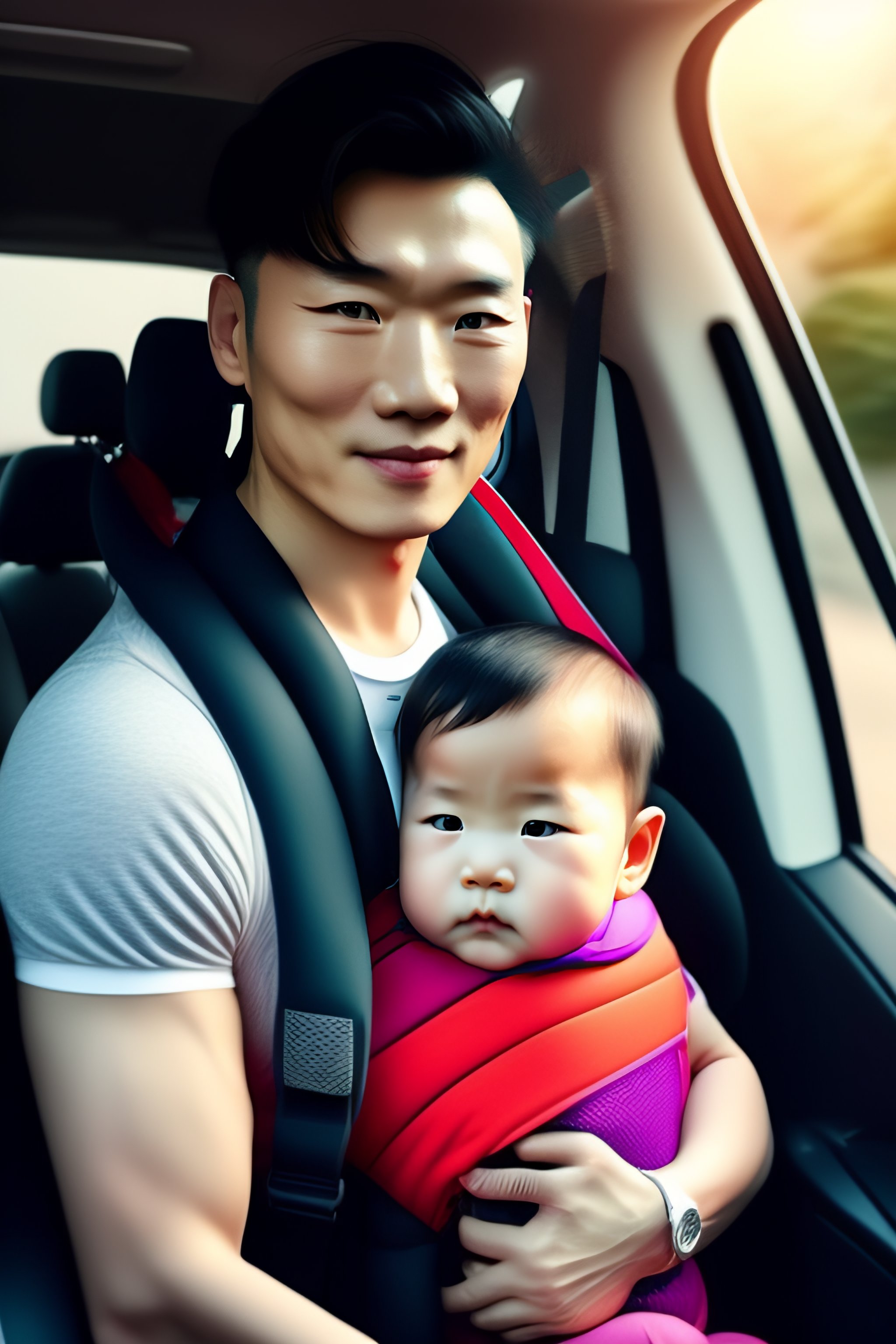 Lexica - Asia man, super Idol, driving Peugeot 3008 GT, wearing baby ...