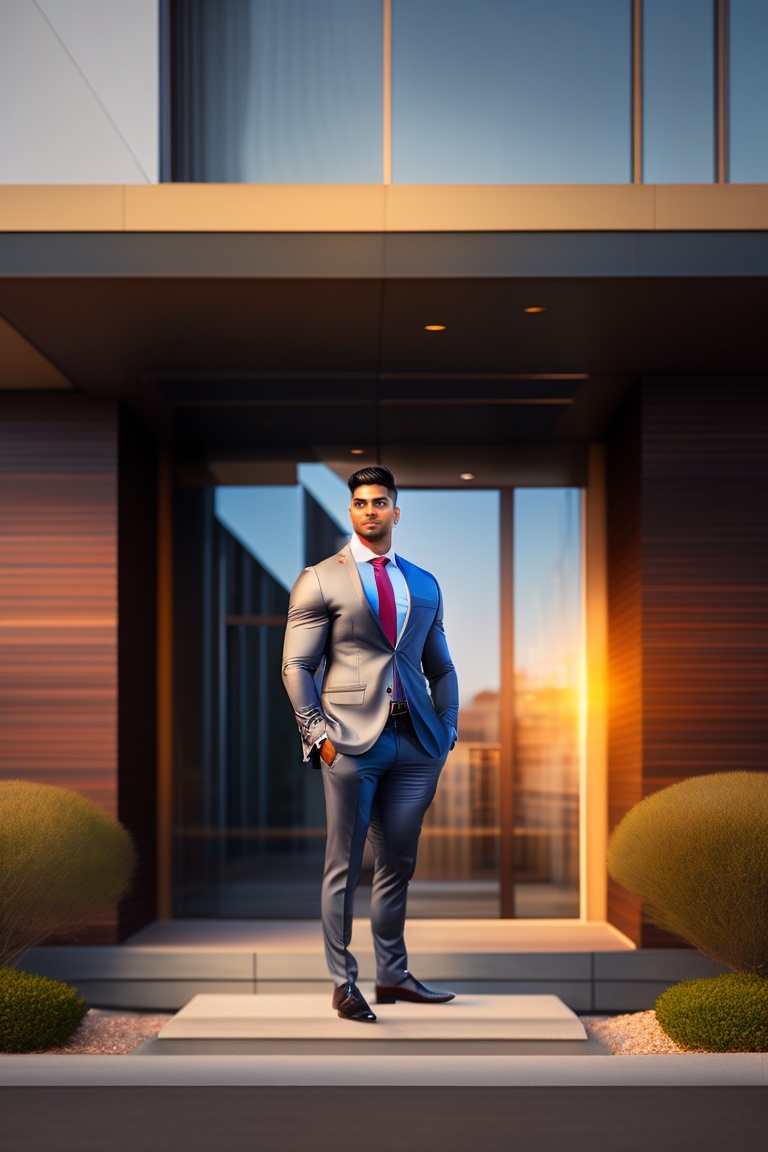 Lexica - REAL ESTATE AGENT,INDIAN,STANDING OUTSIDE A BULDING