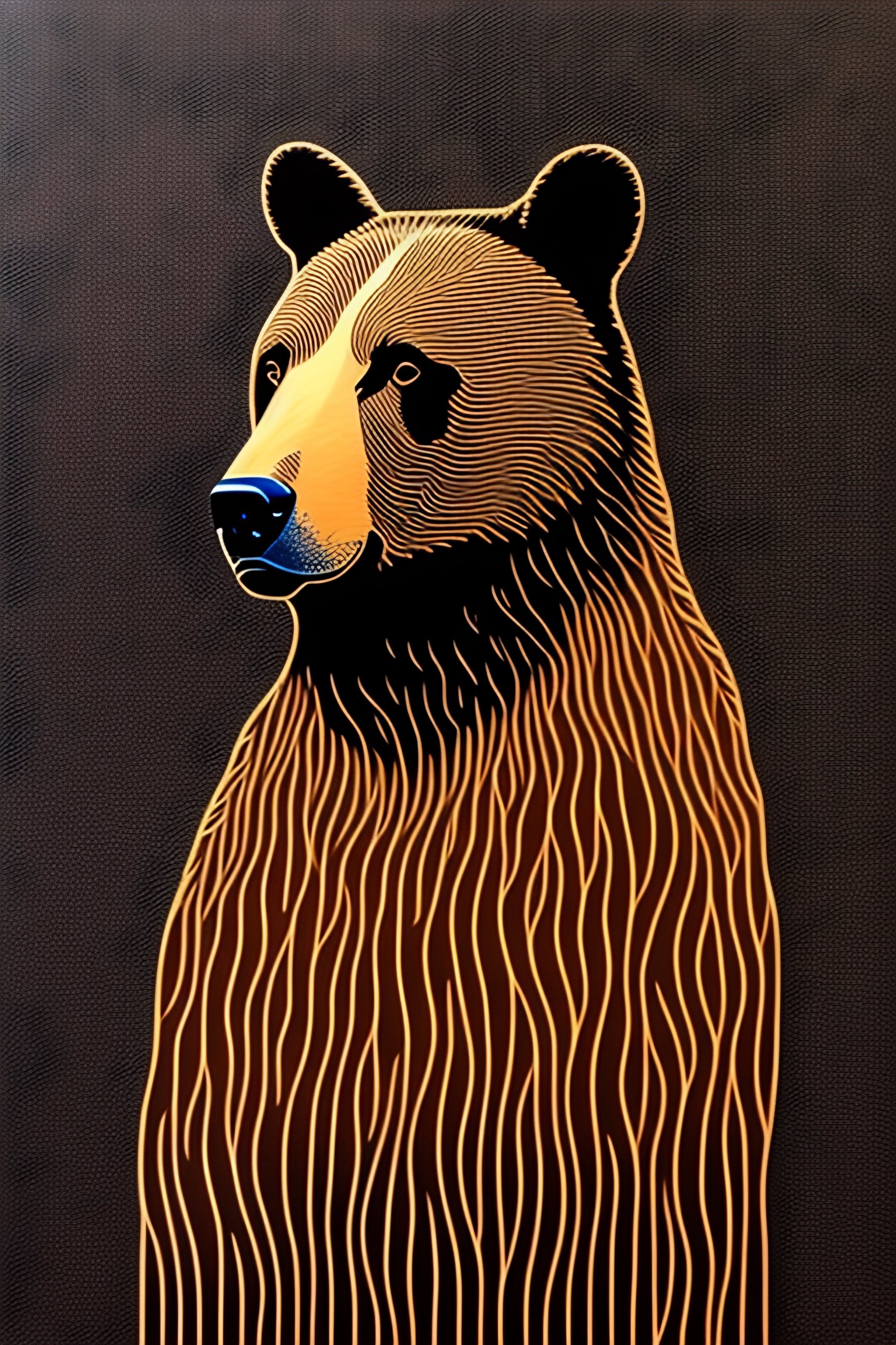 Lexica - Portrait of a bear linocut