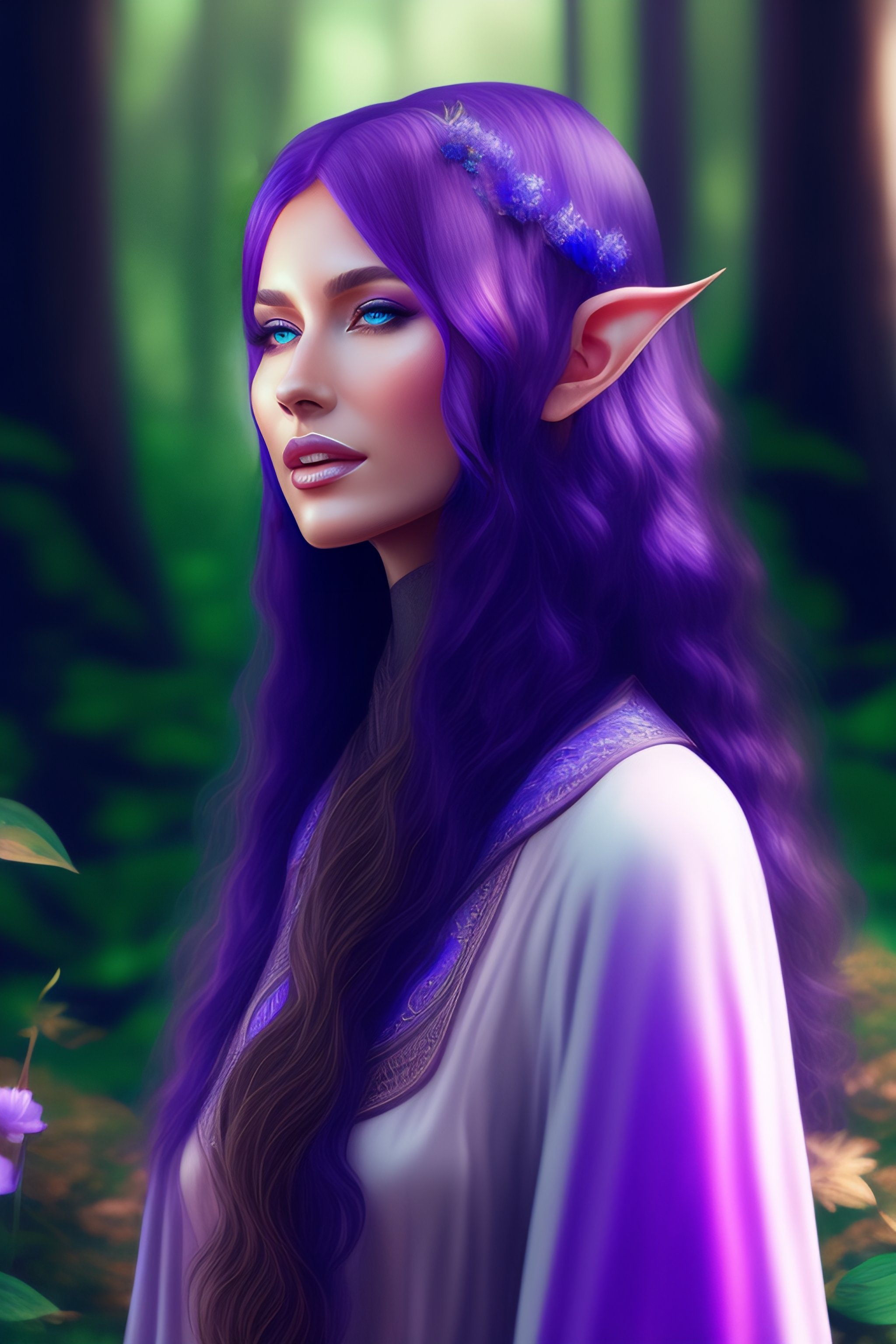 Lexica Forest Elf Dress Concept Art Purple And Blue Palet Color