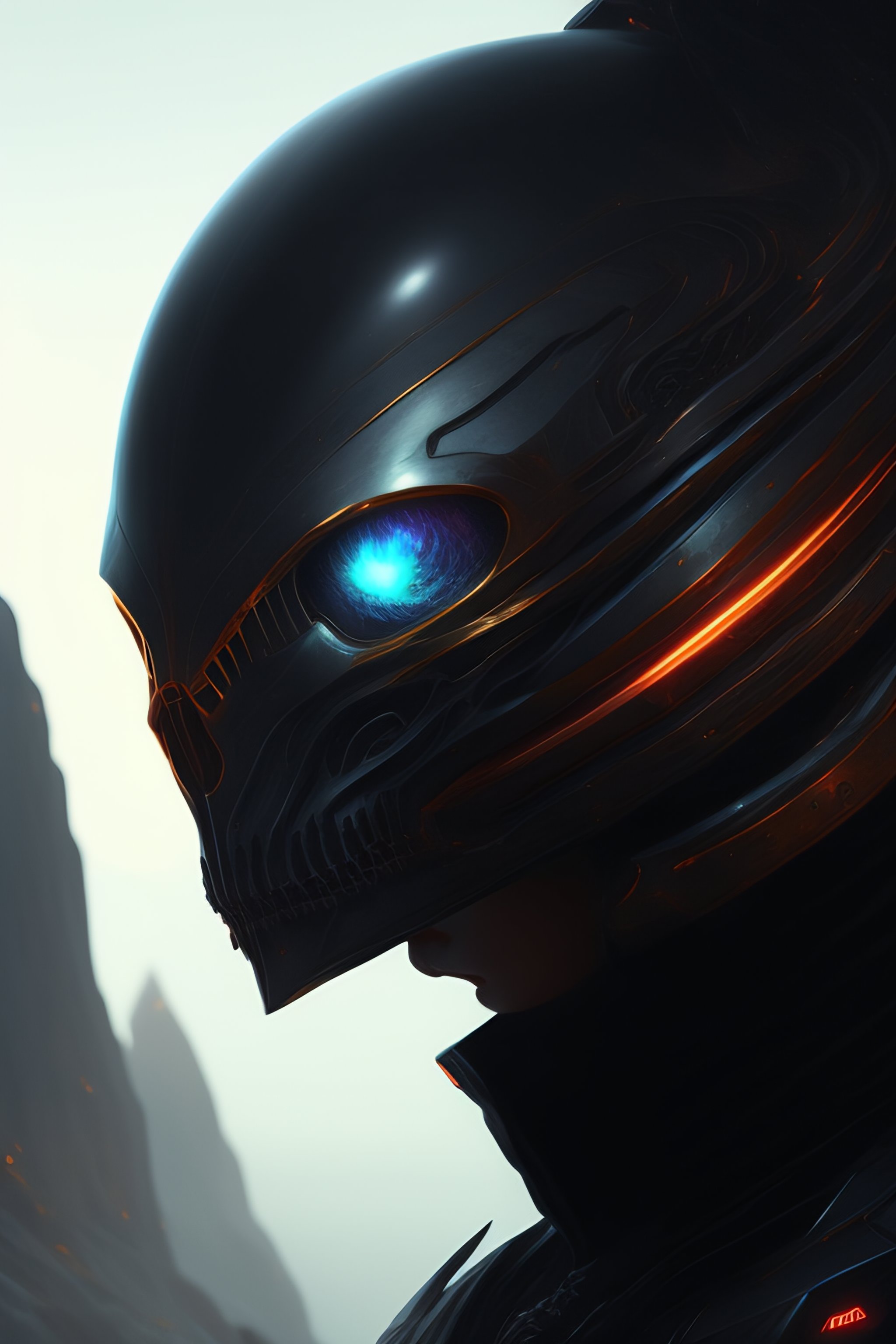 Lexica - Realist picture centered face portrait evil big eyed skull ...