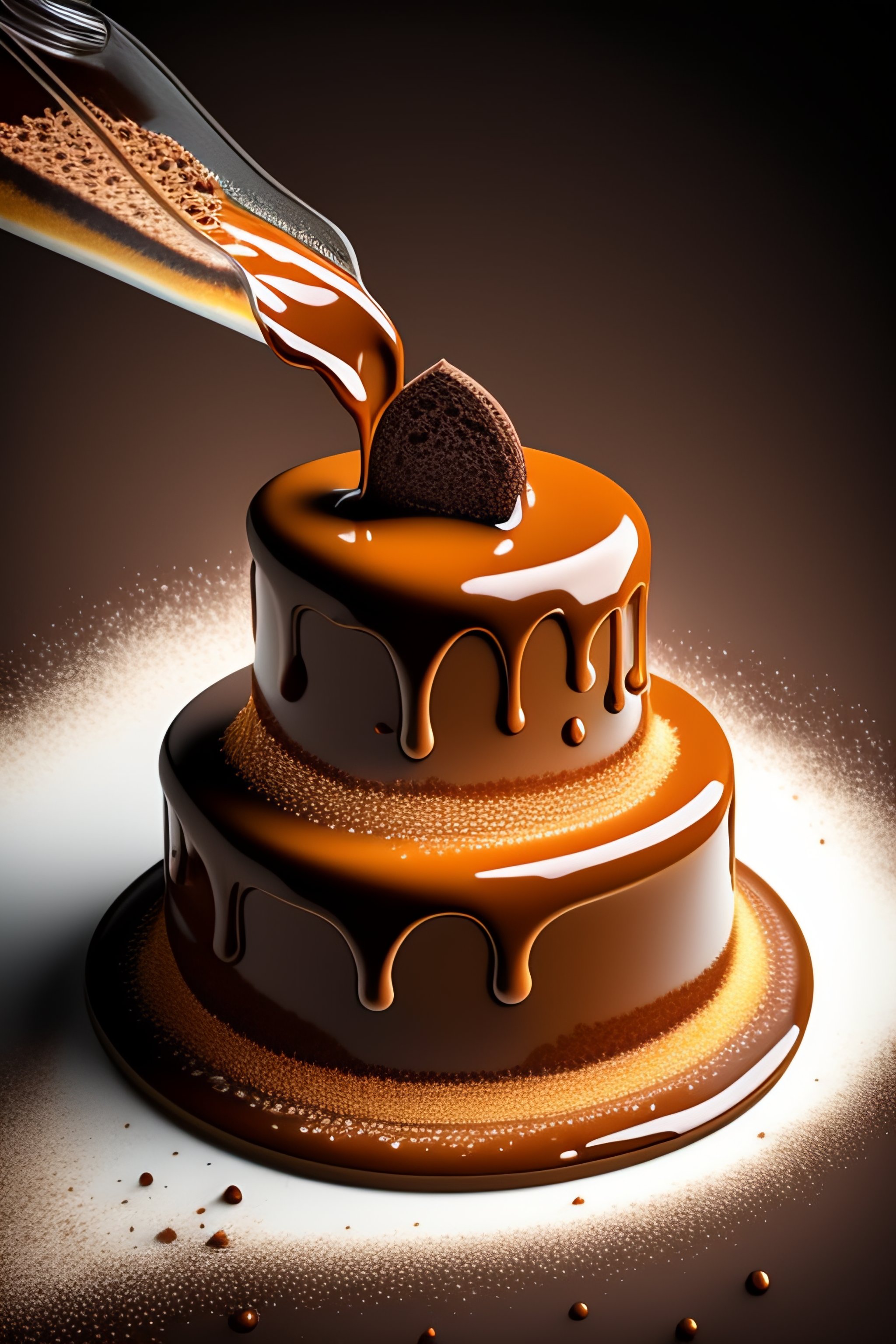 Lexica - Cake with chocolate filling and pouring melted chocolate ...