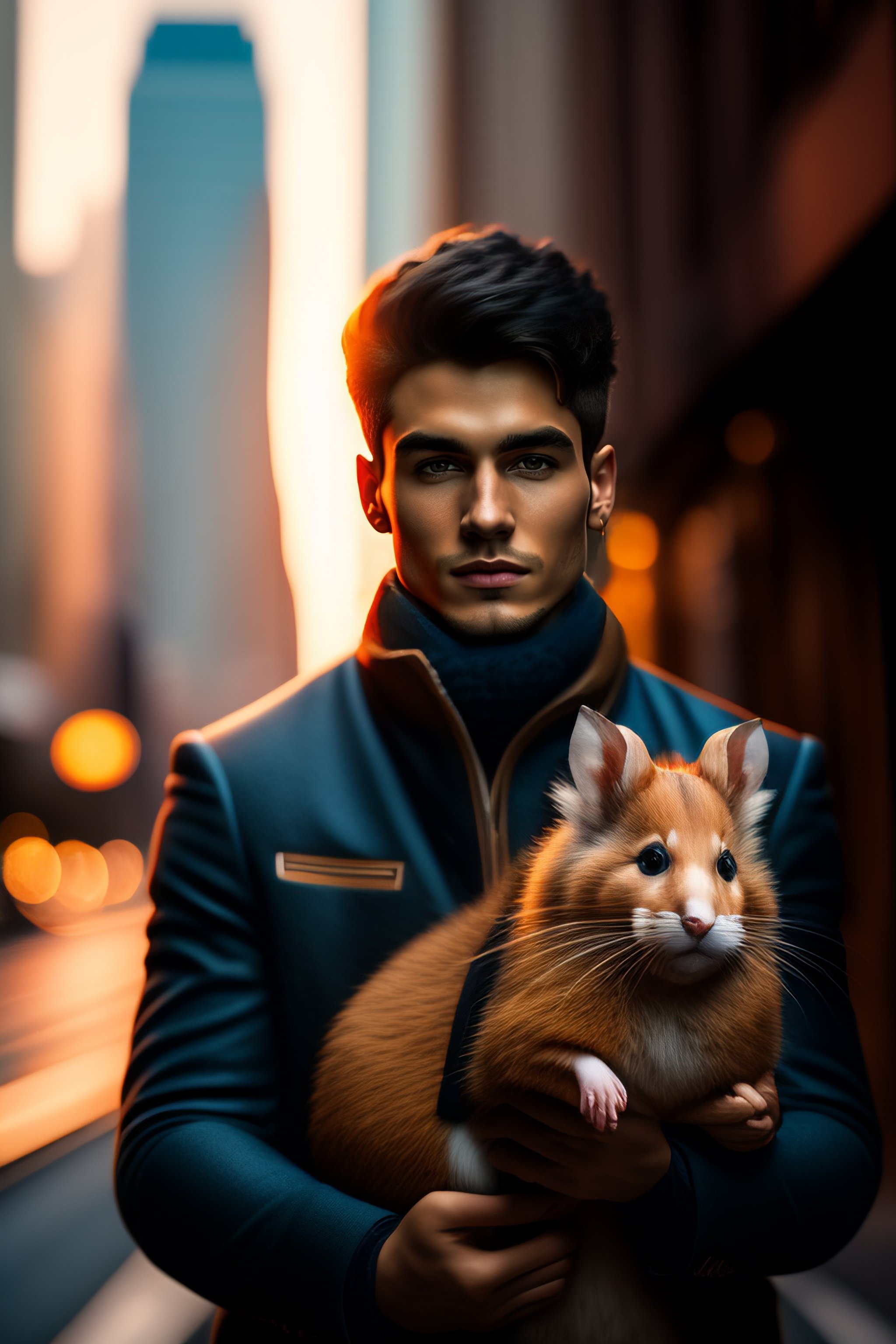 Lexica - Young Man log hair smoking holding a rat, long shot, cinematic ...