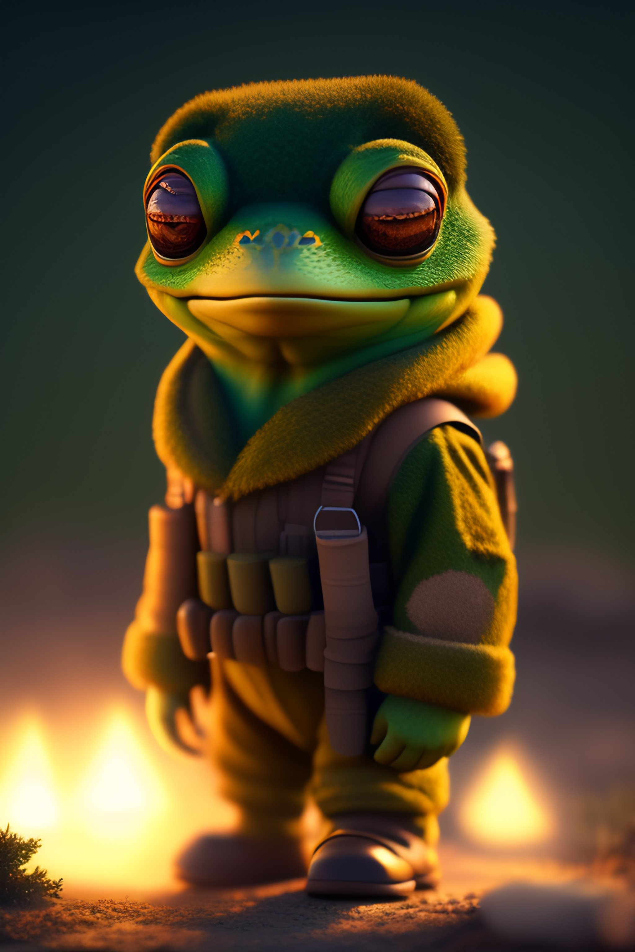 Lexica - An exhausted pepe the frog at the frontlines in the army at ...