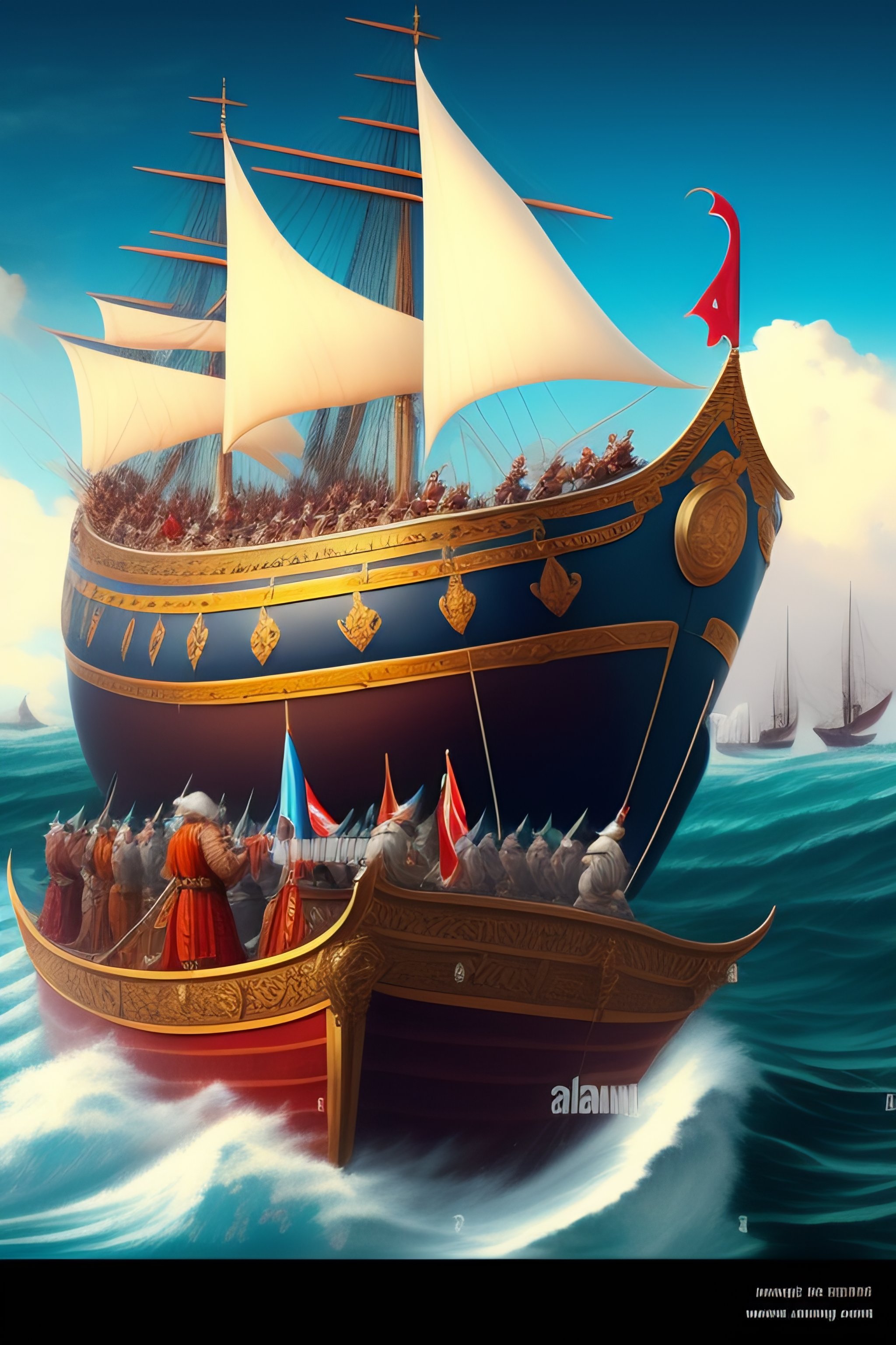 Lexica - Multiple legendary male sailors on a single huge medival ship ...