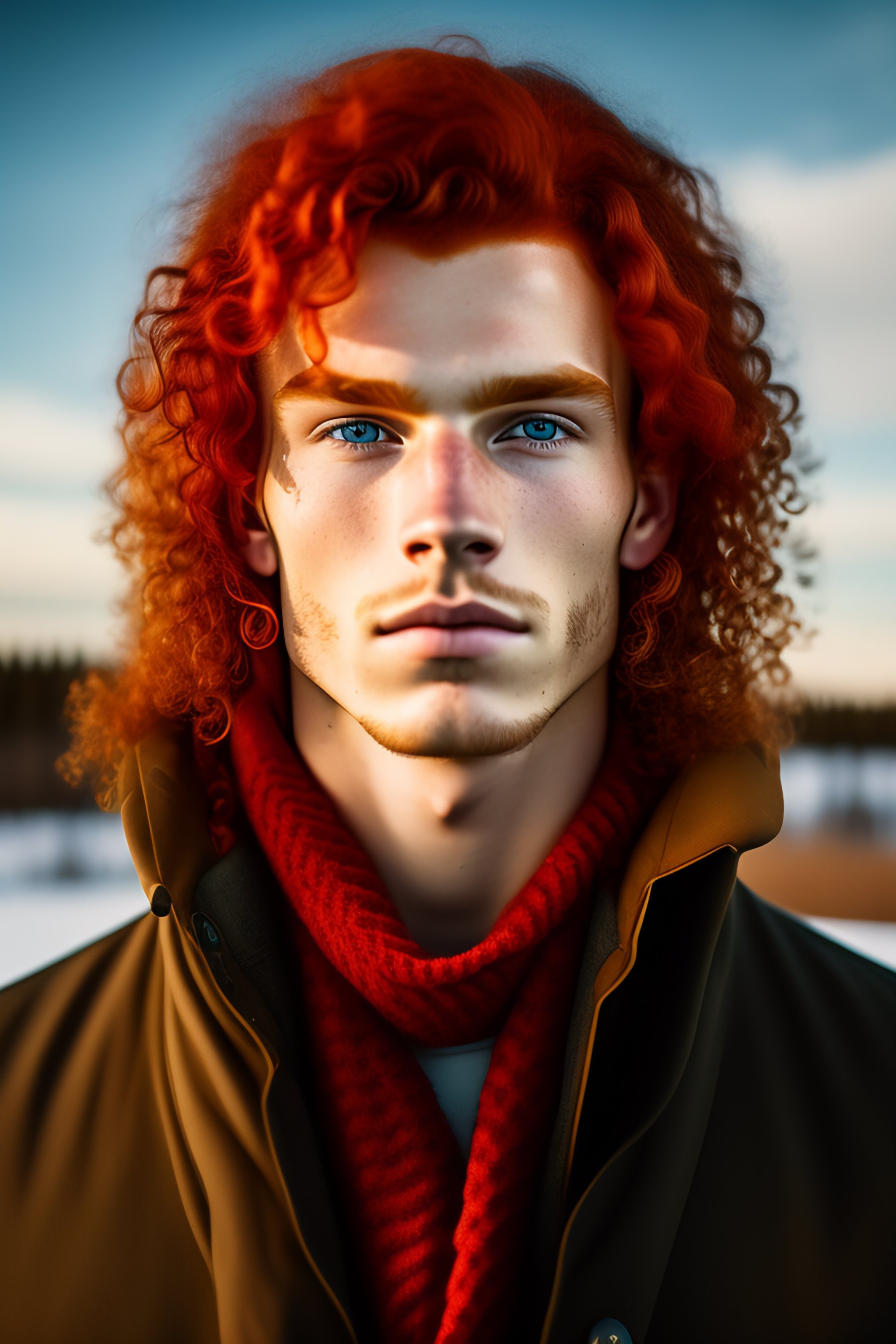 Lexica - Portrait of a Nordic man, twenty years old, red hair,freckles ...