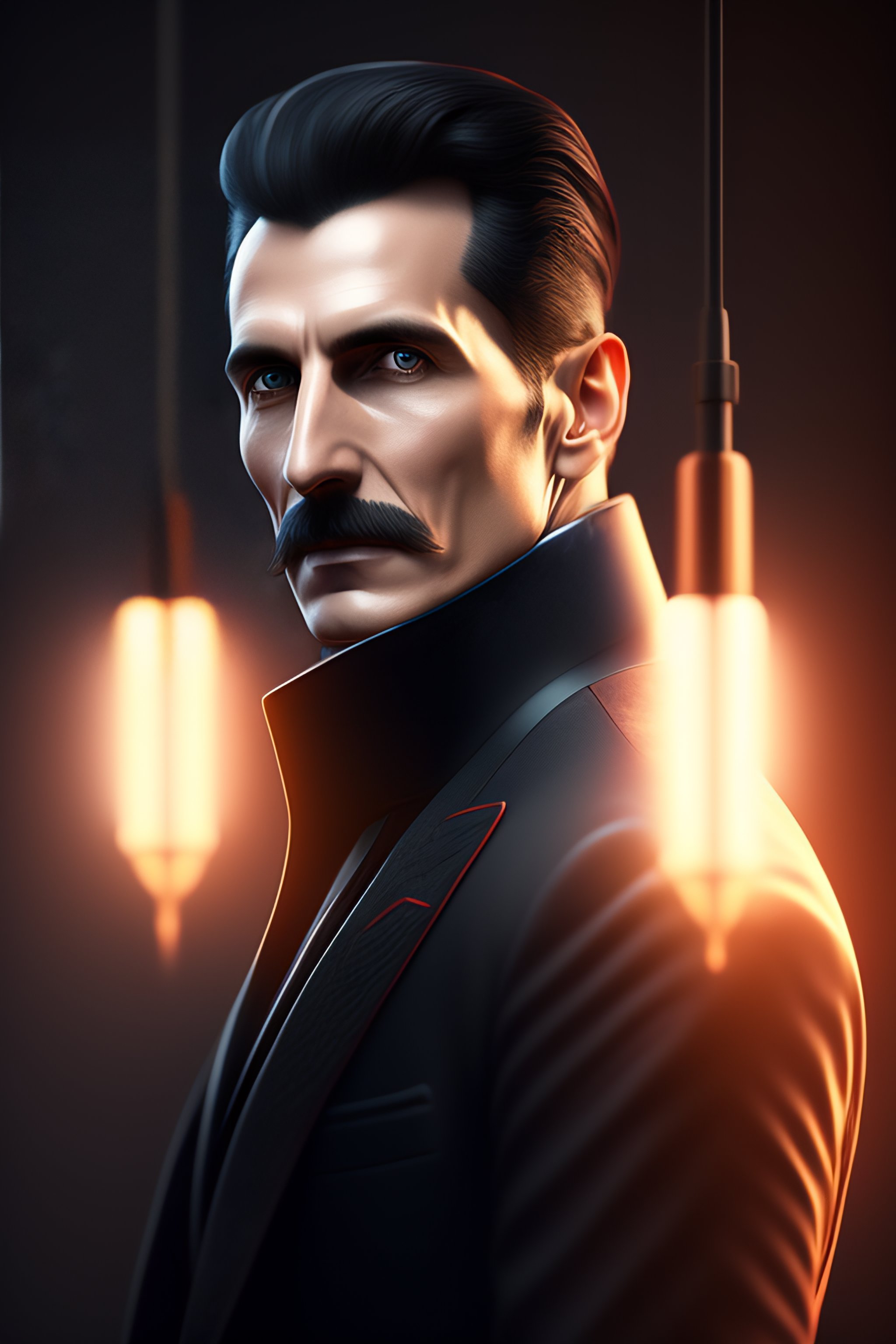 Lexica - Portrait of Nikola Tesla, highly detailed, digital painting ...