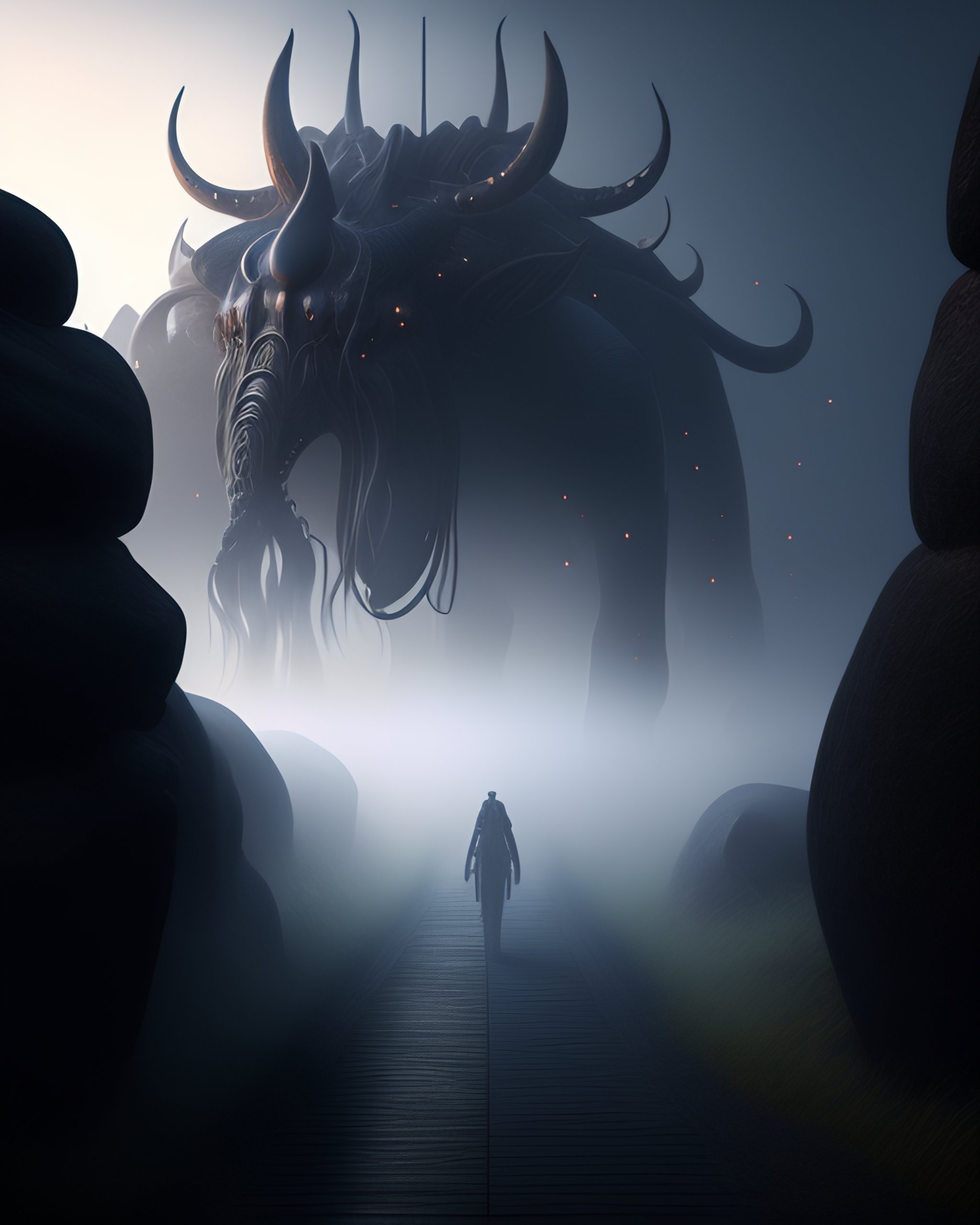 Lexica - Creature eldritch horror, dark obscured by fog, photorealistic ...