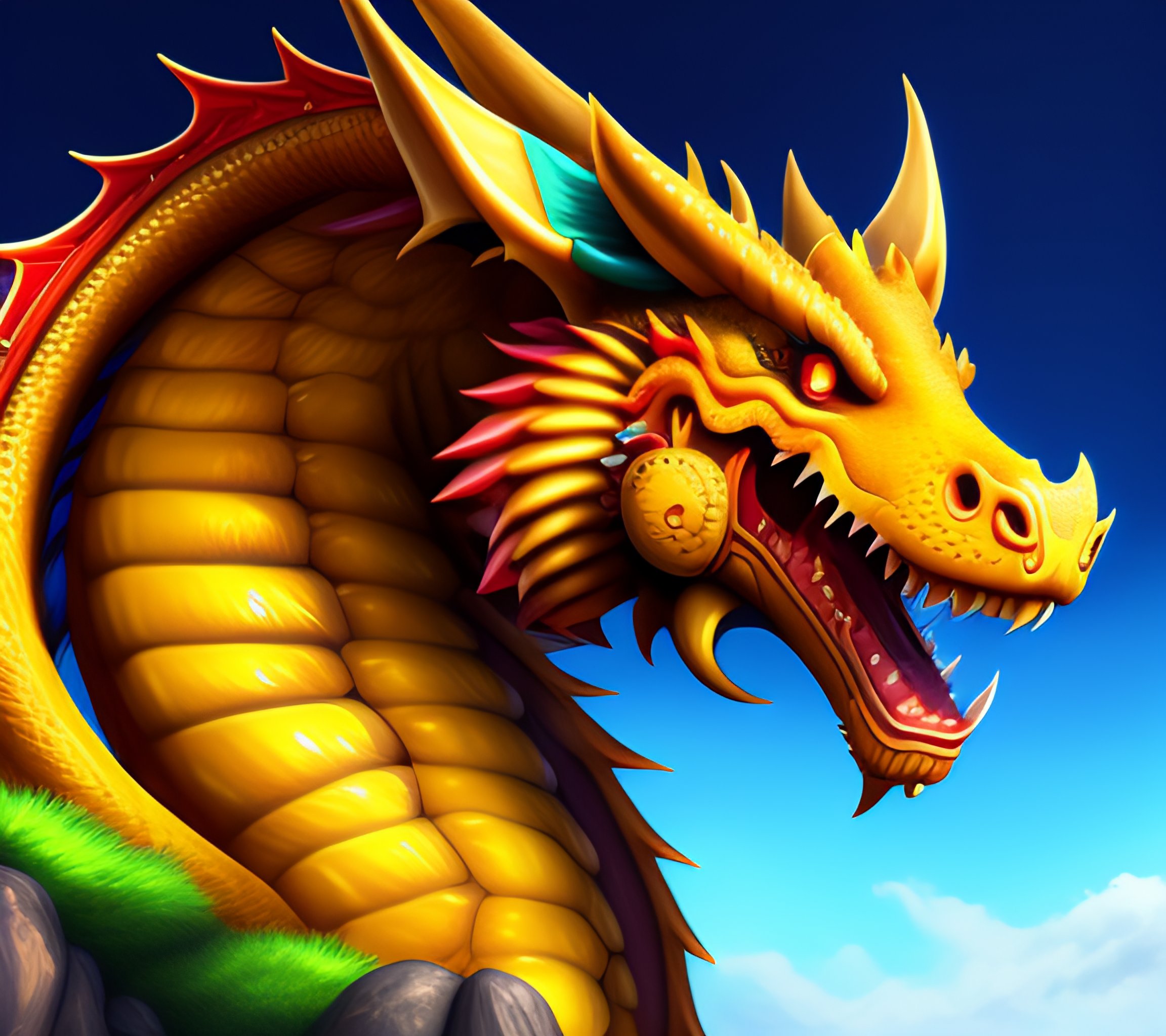 Lexica - Full view of a dragon monster fantasy ghibli art style