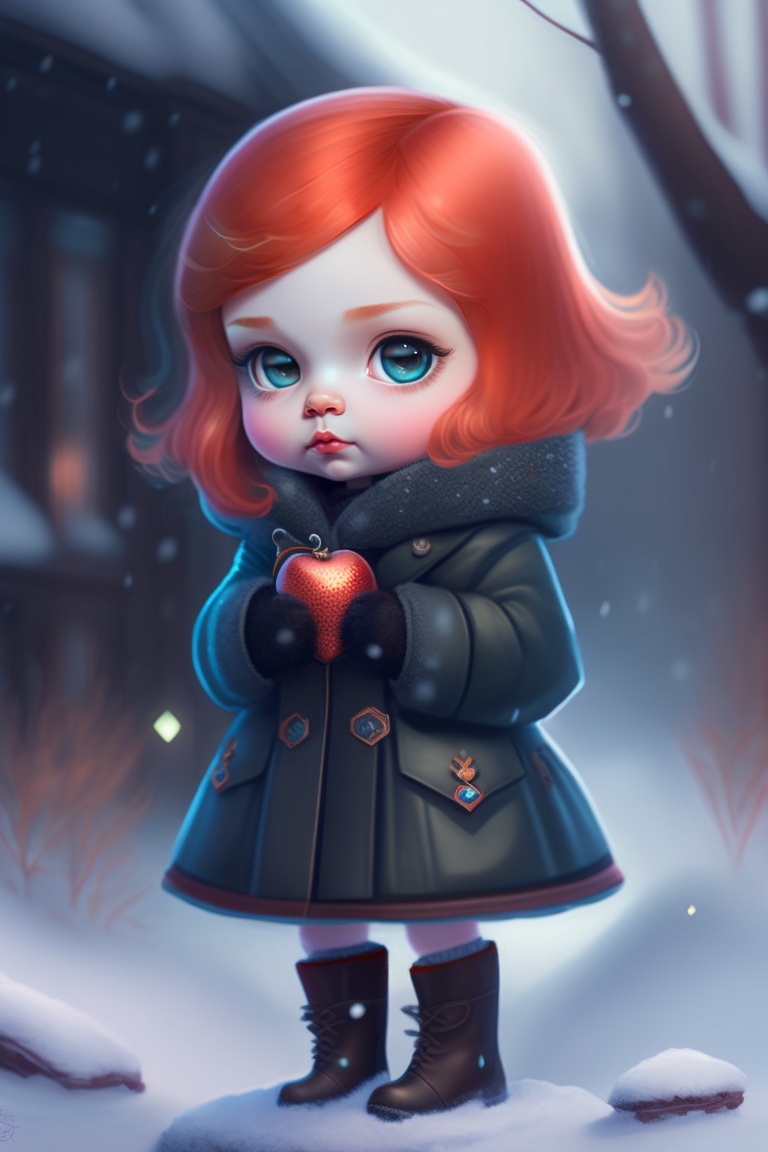 Lexica - Cute and adorable cartoon of a pale red head girl with deep ...