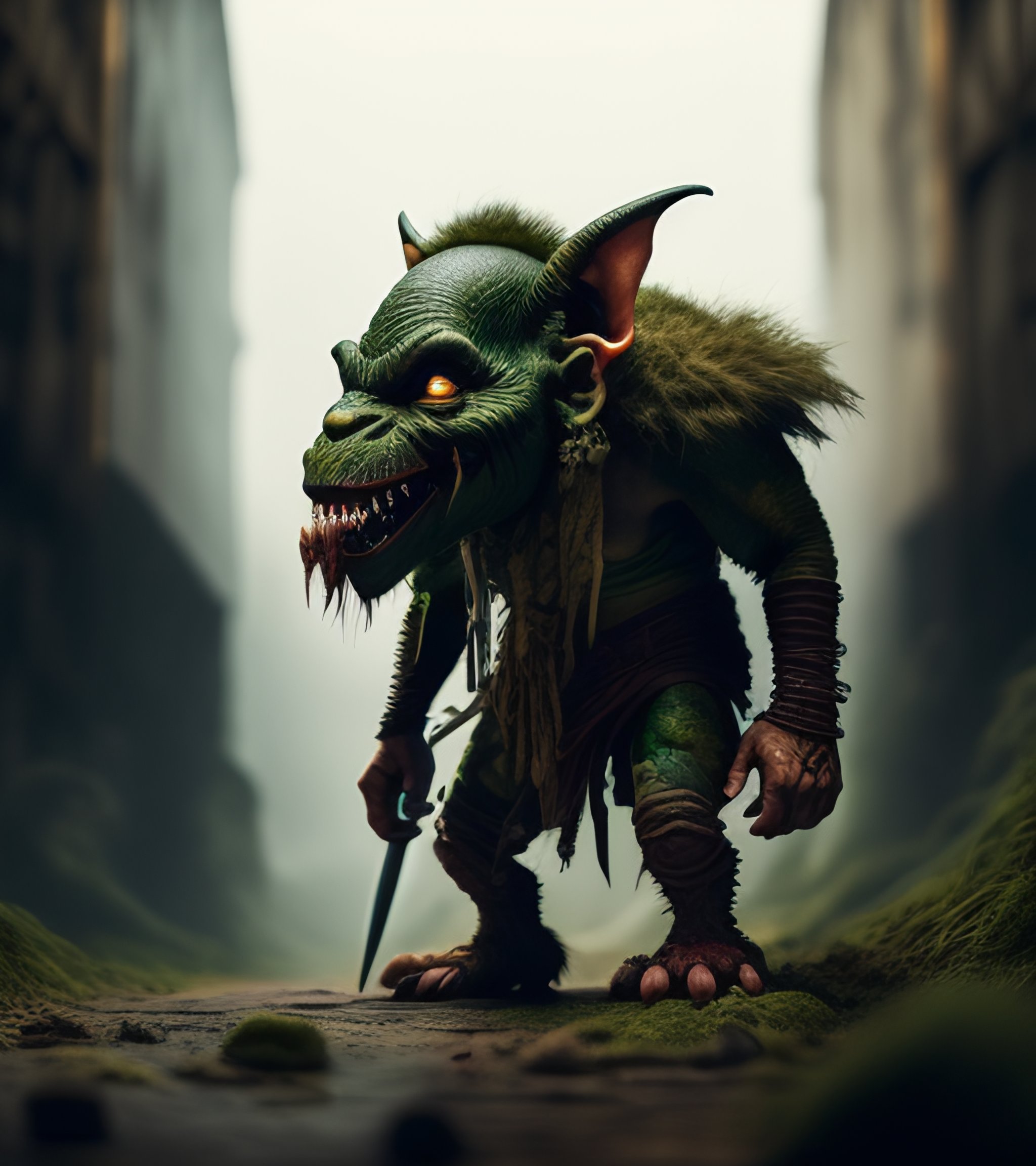 Lexica - A brutal bloody disgusting gigant goblin with worn clothes