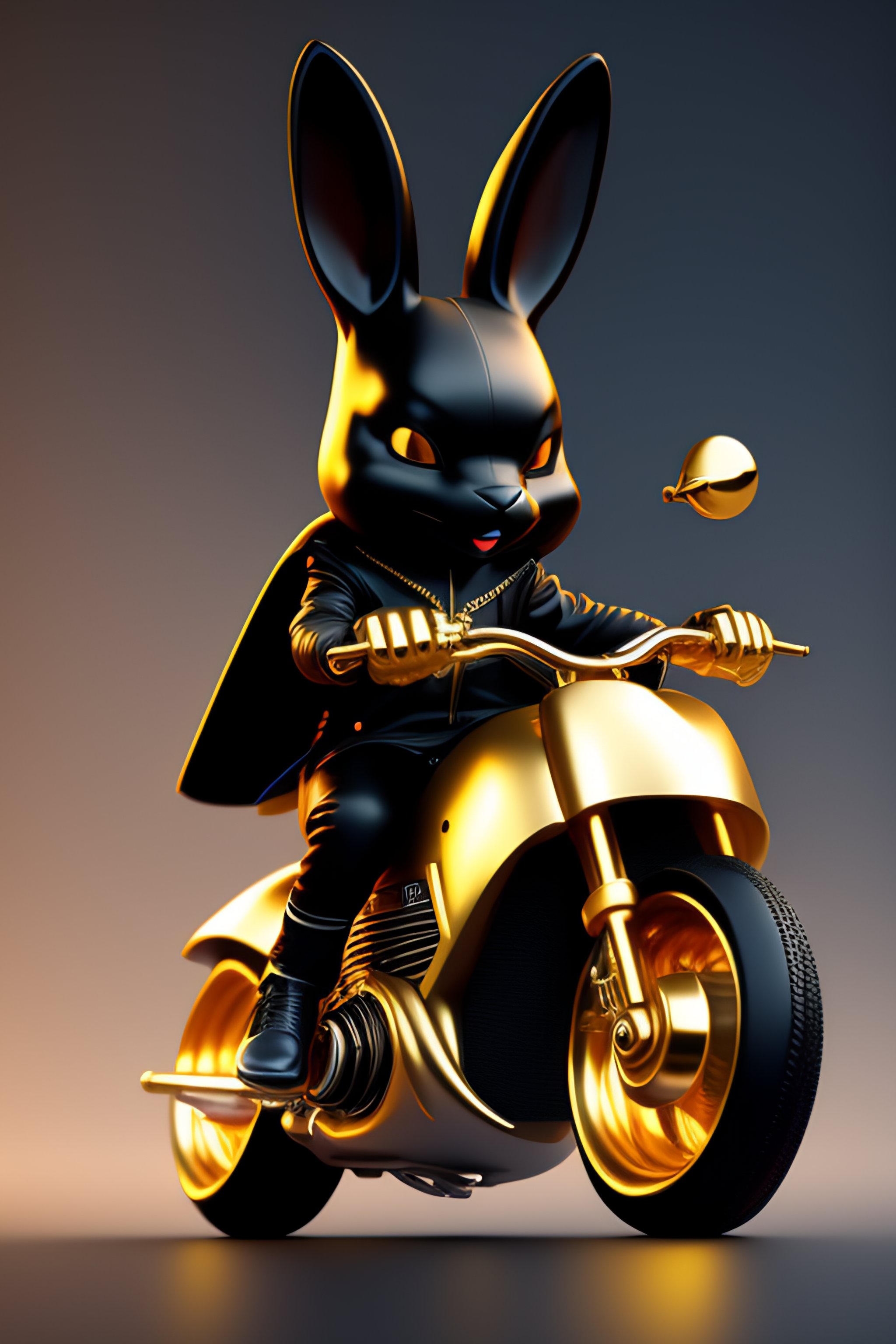 Lexica - Cartoon Black Humanoid Rabbit with large white eyes leather ...