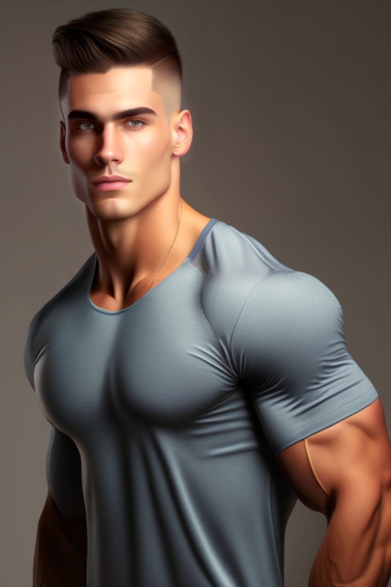 Lexica - Male , facing camera , men with t shirt, half body