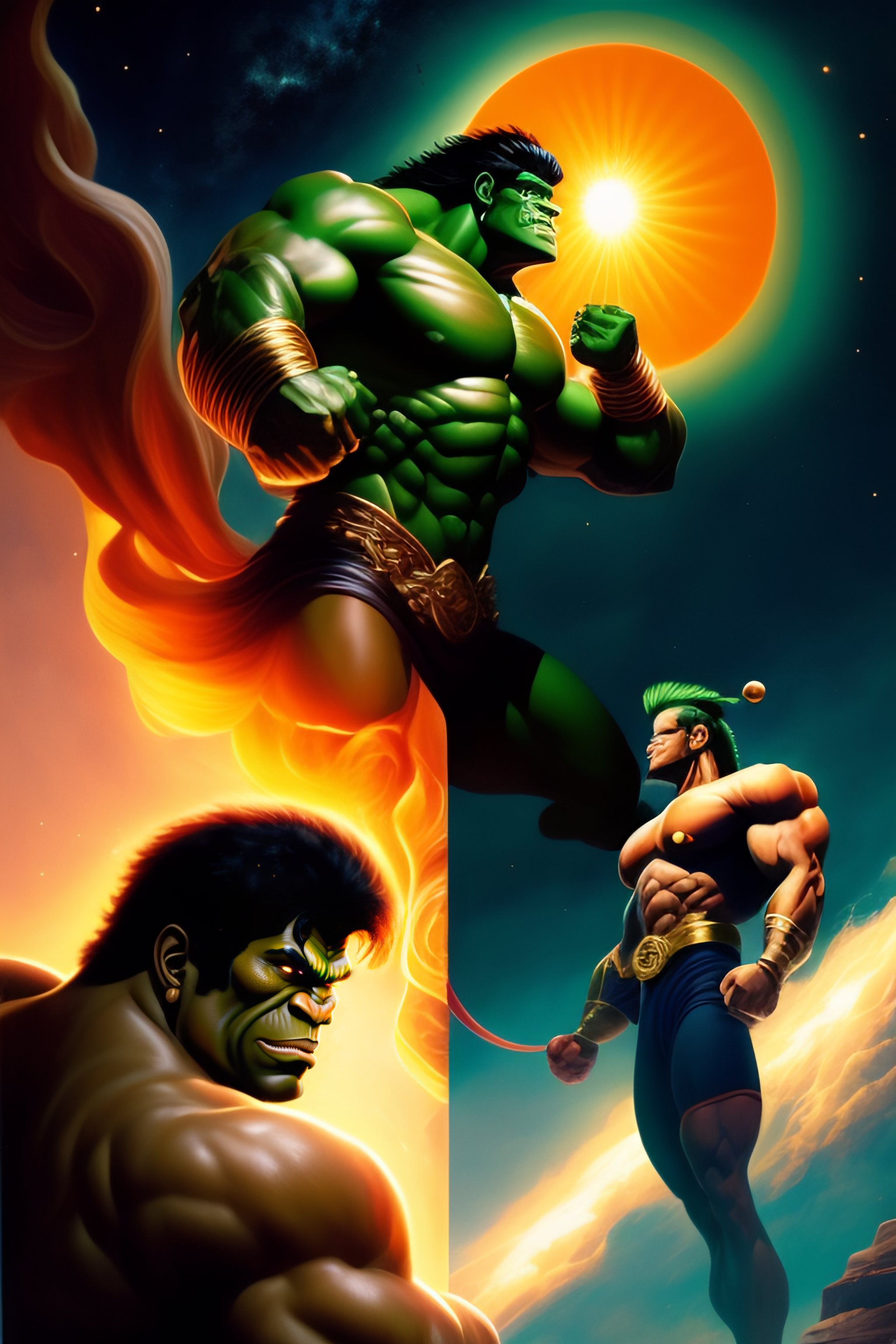Lexica - When hanuman vs hulk on the sun's surface
