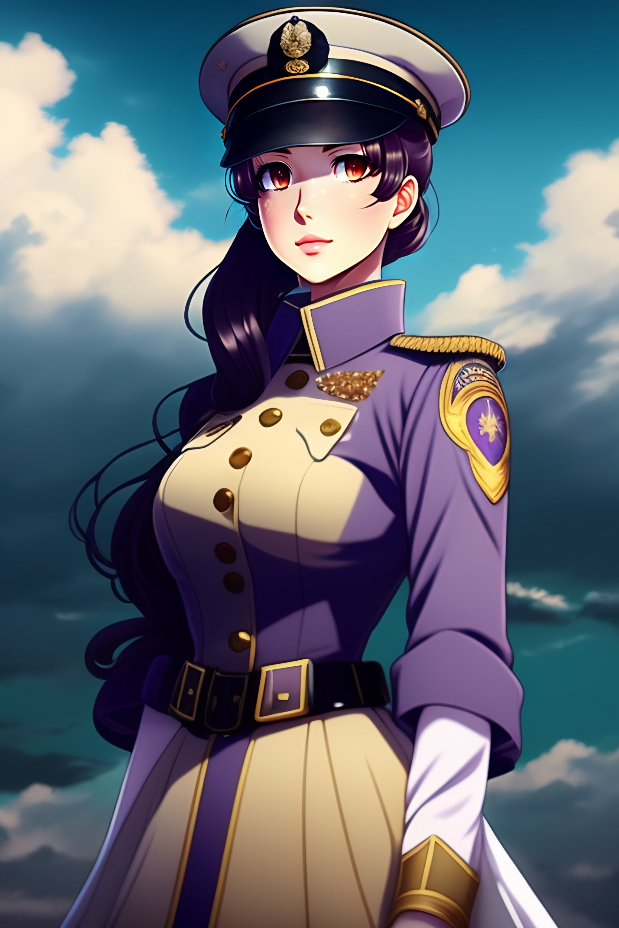 Lexica - One military officer girl; anime style; vintage 50's; world ...