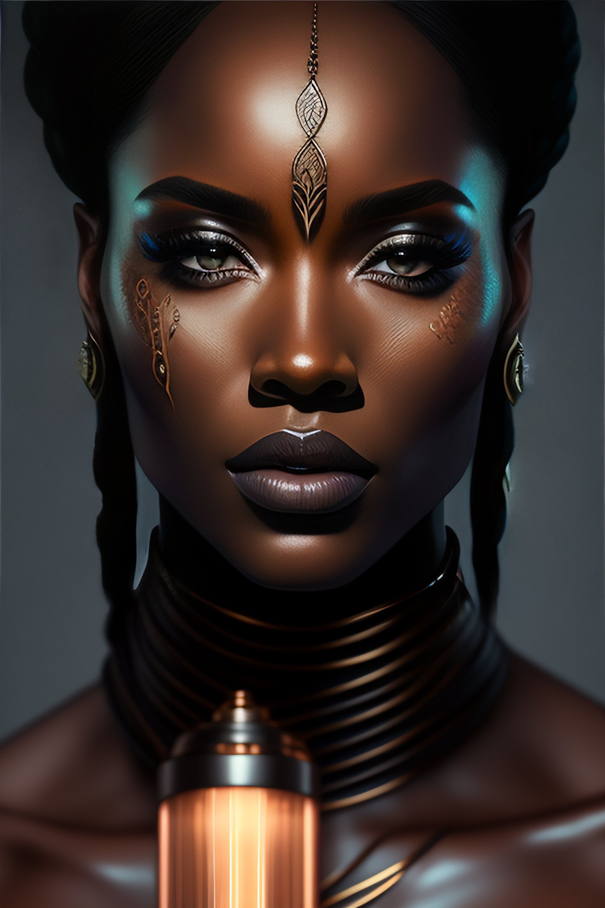 Lexica - Portrait of a dark god, copper wires, visible scars and nerves ...