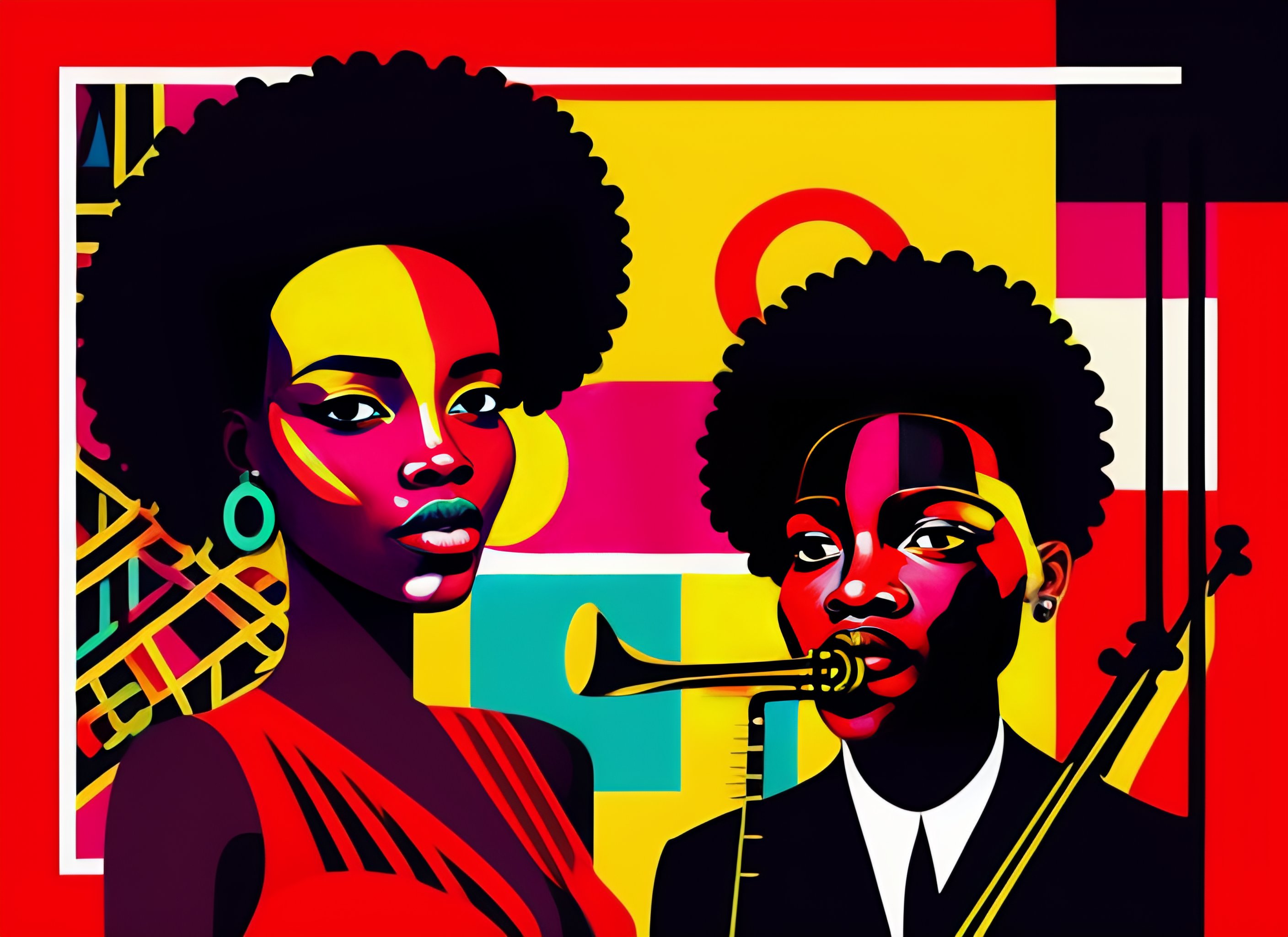 Lexica - Stylized abstract art of jazz musicians playing jazz and dance ...