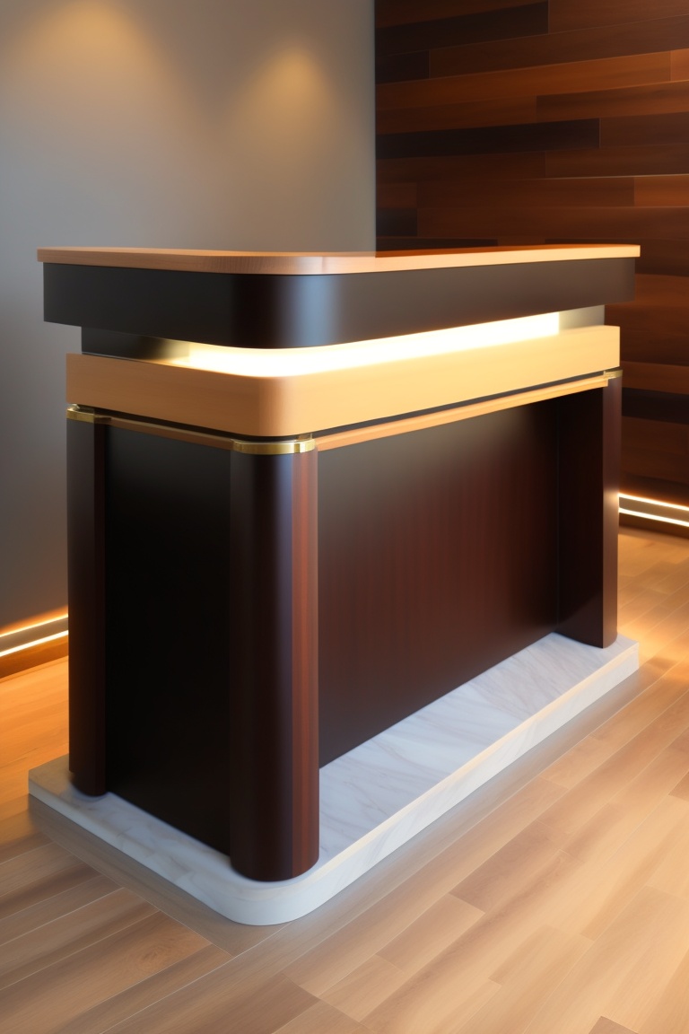 Lexica - Reception desk from wood, marble, blocks