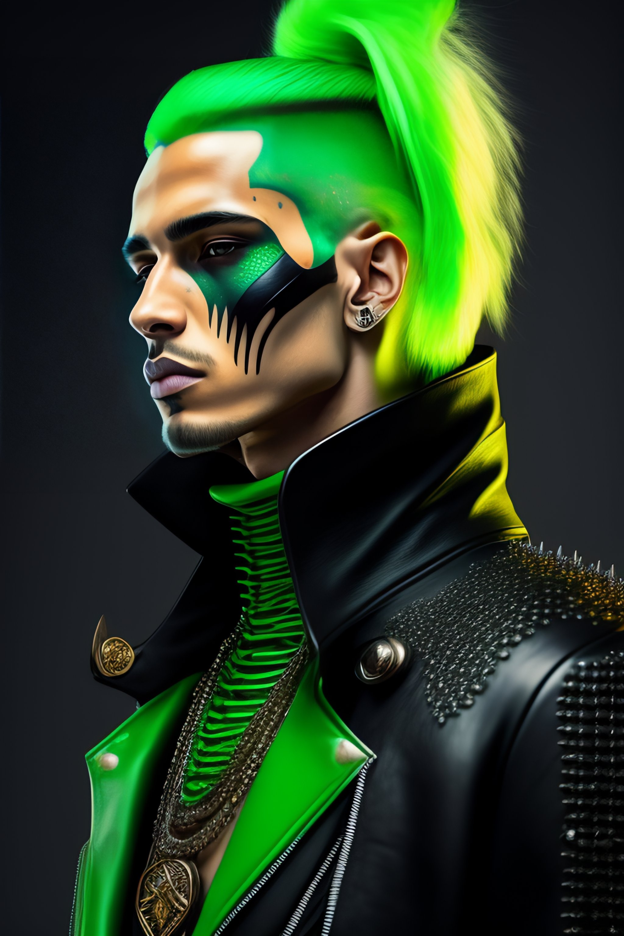 Lexica - Hyper detailed fine art portrait of skeleton punk with green ...