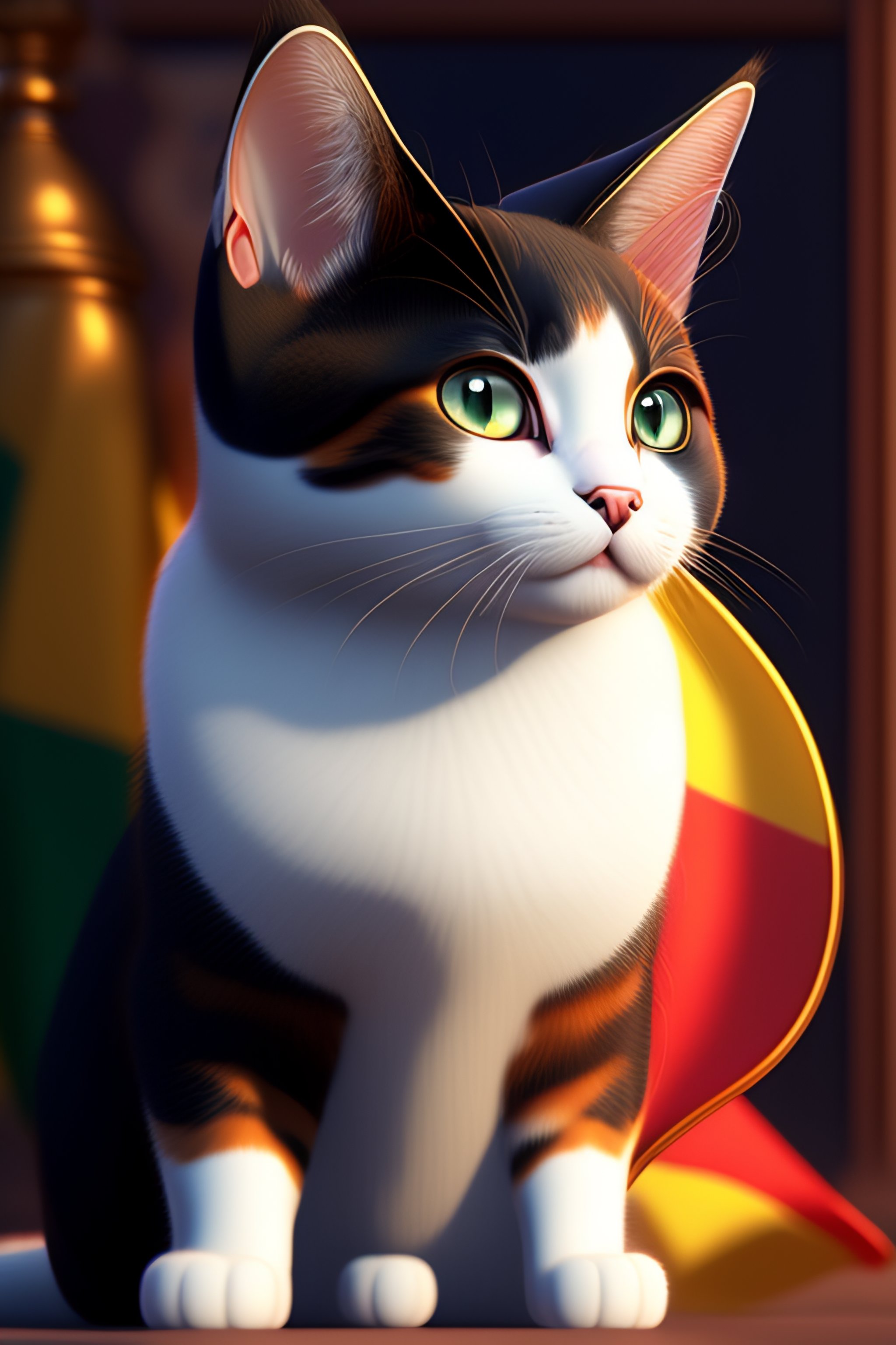 Lexica - Cute cat with spanish republican flag, cozy interior lighting ...