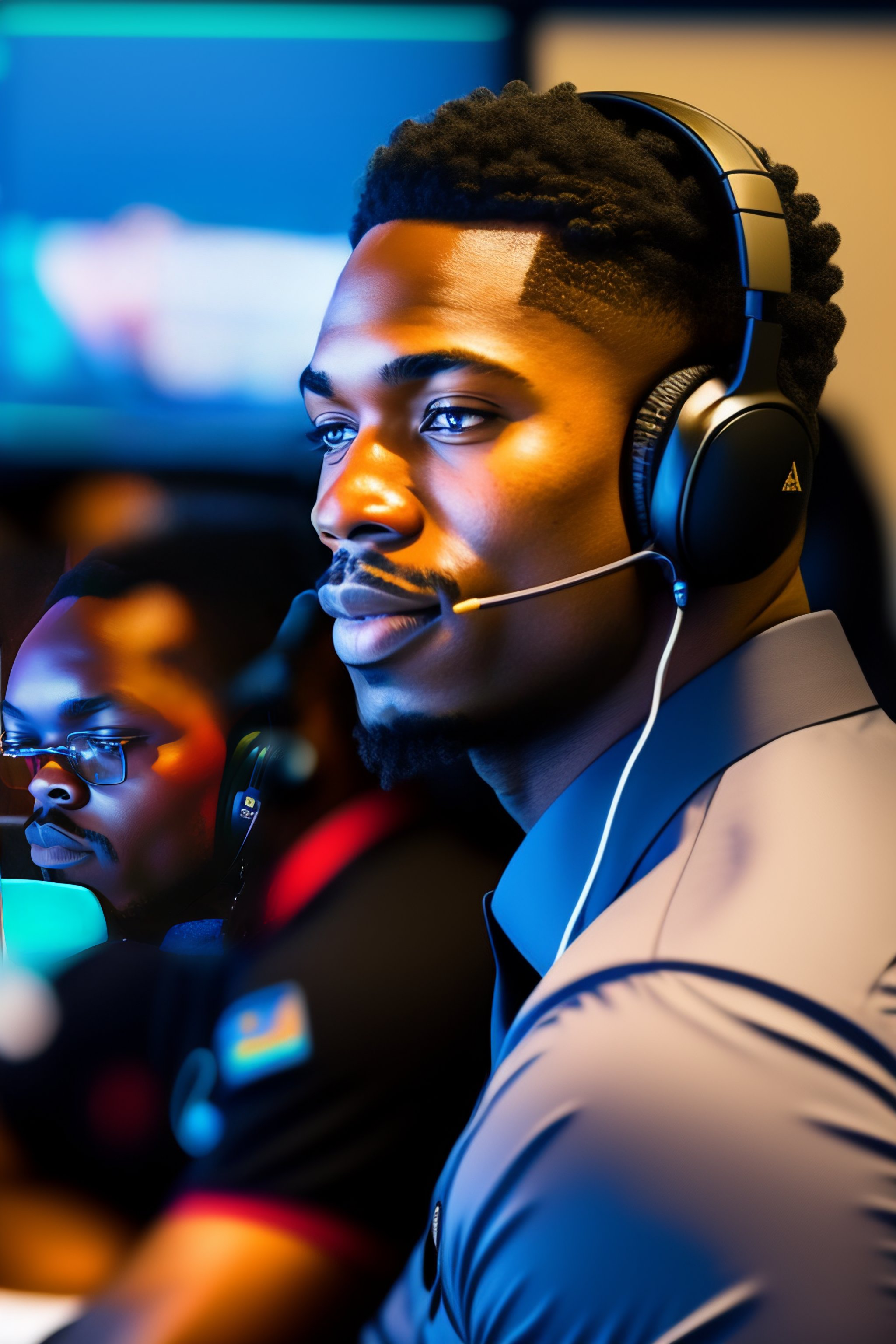 Lexica - Portrait of a black male call center agent