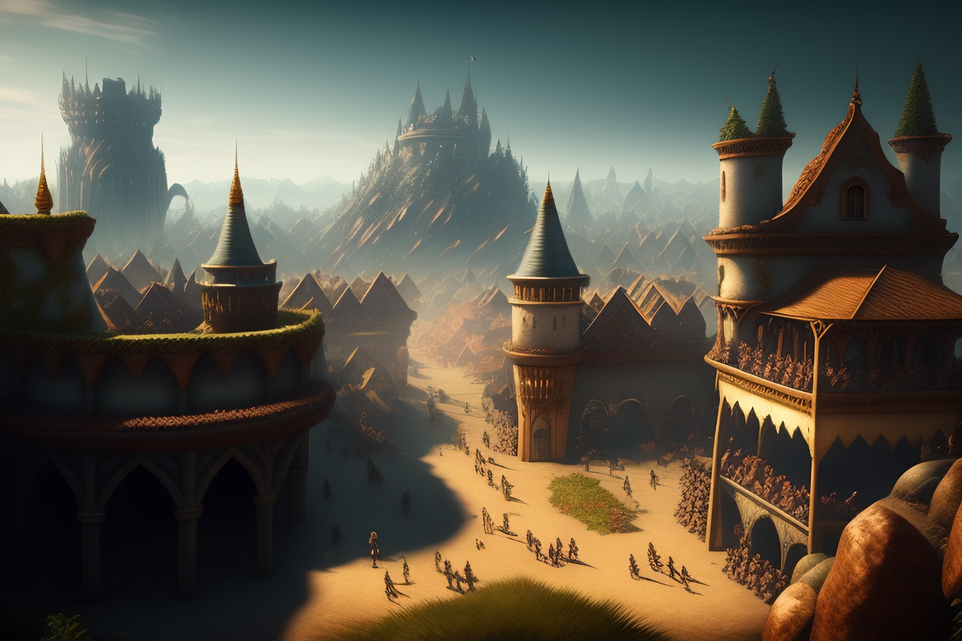 Lexica - Apocalyptic medieval city. huge meteor impact. elf people crying