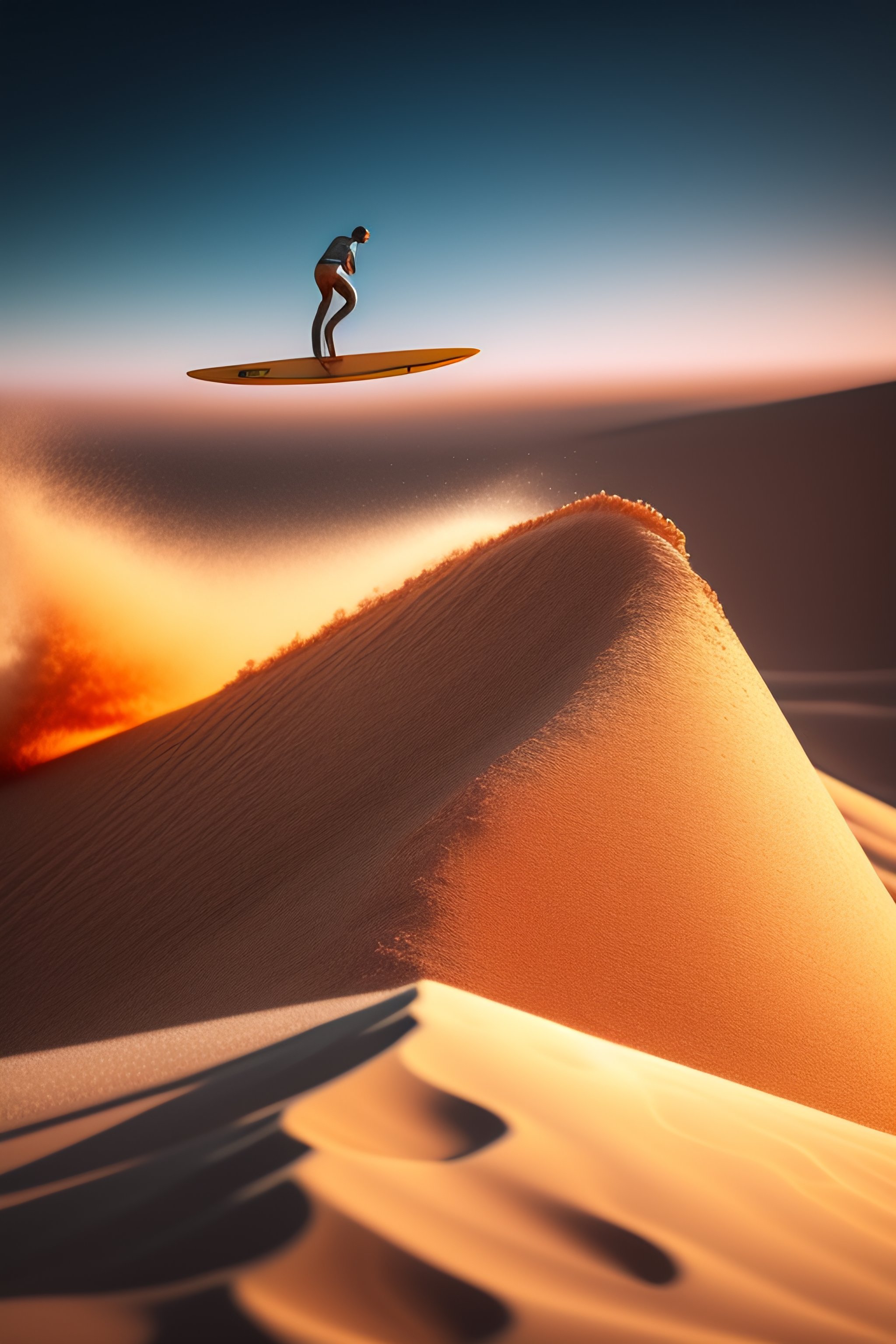 Lexica - Silver surfer, on top of his surf board, silver board, surf ...