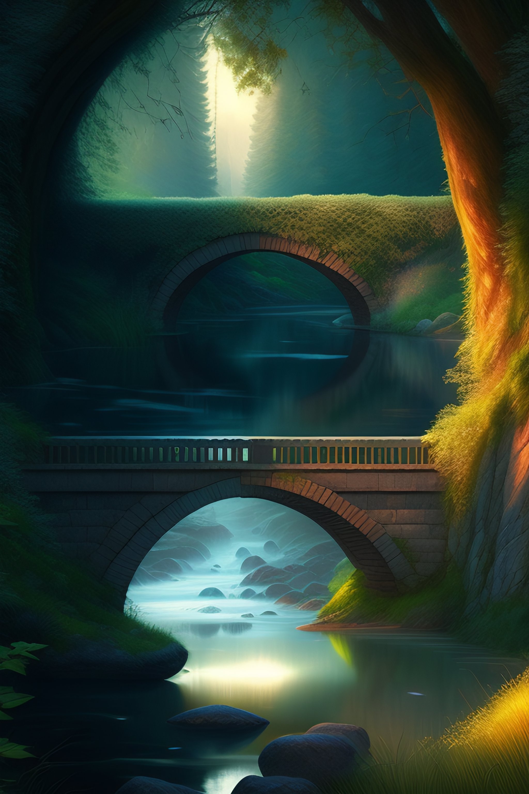 Lexica - Book cover!!!!!!!!!!!!, old bridge with a big gap, ivy leaves ...