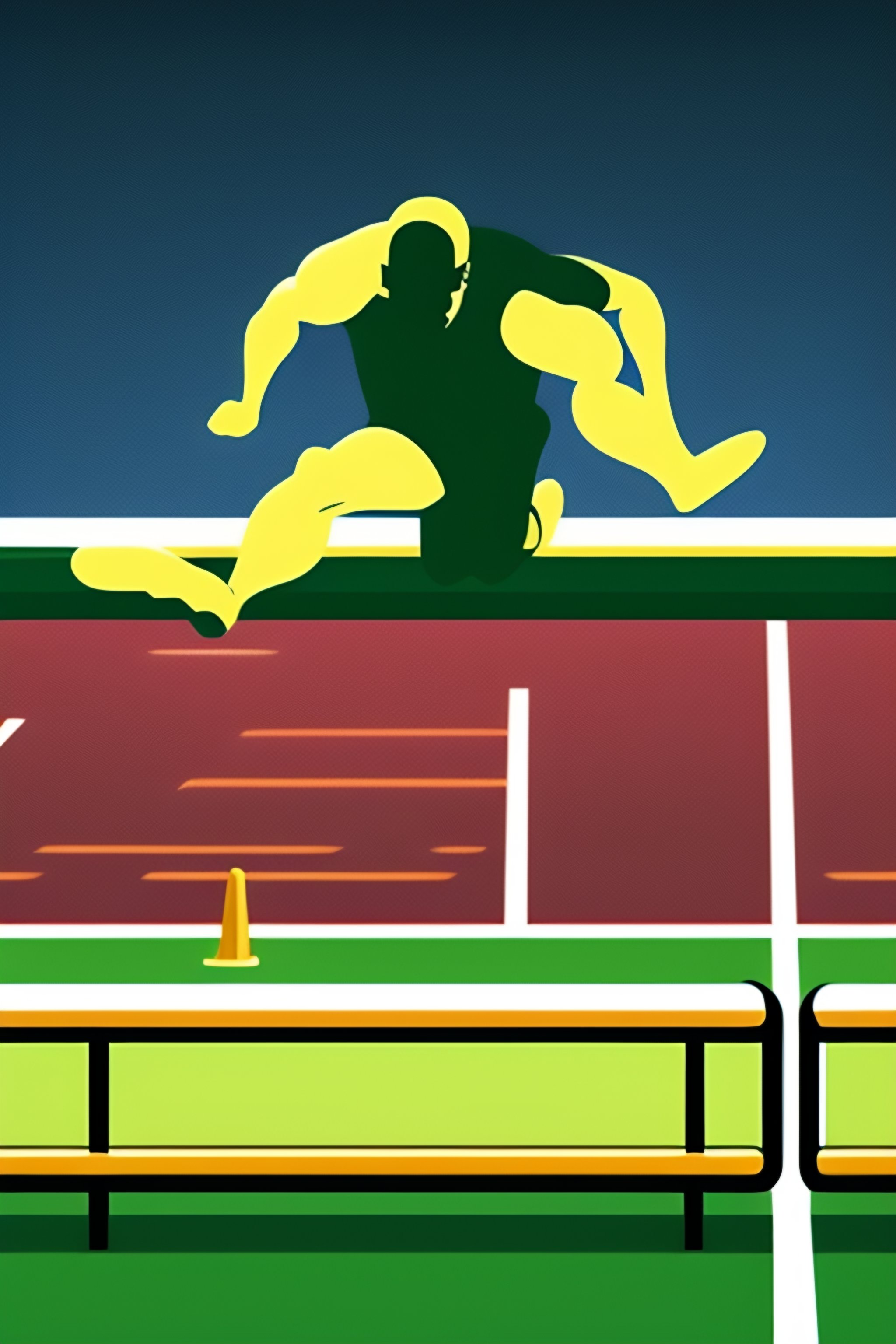 Lexica - Cartoon of a person leaping over a hurdle in track and field ...