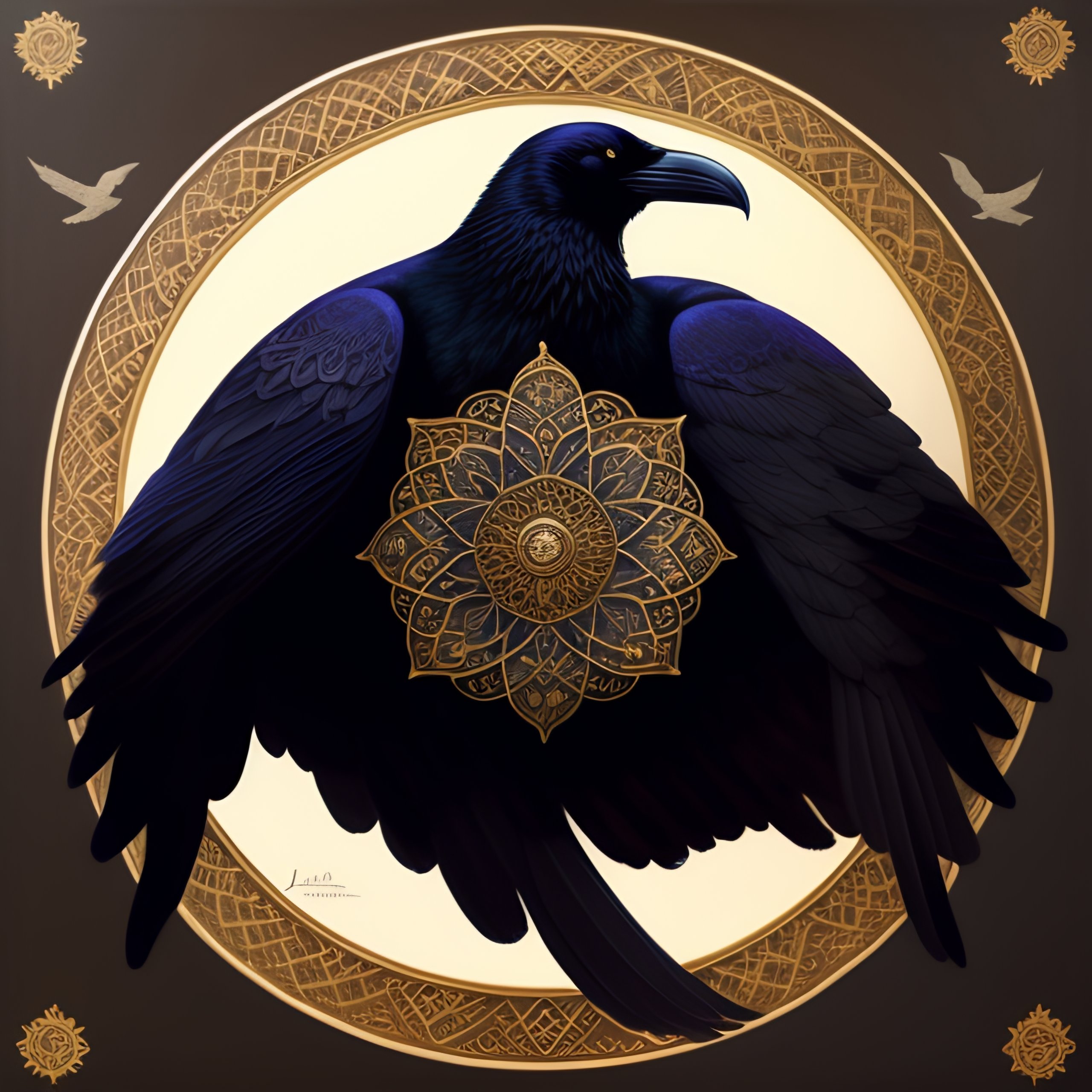 Lexica - Simple mandala of ravens, emotionally evoking symbolic ...