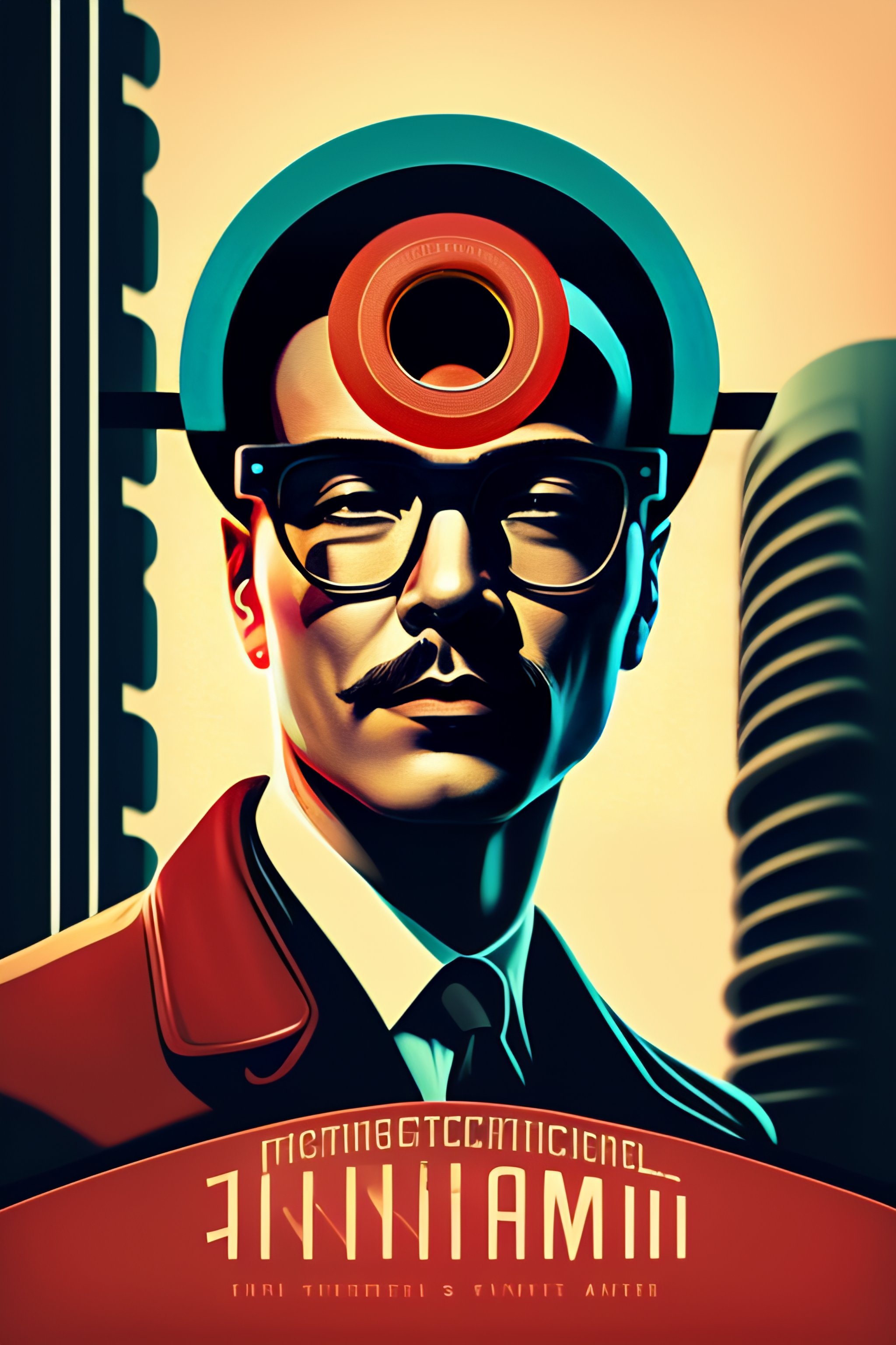 Lexica - Bald man with glasses, vectorized Futuristic Vintage Medium ...