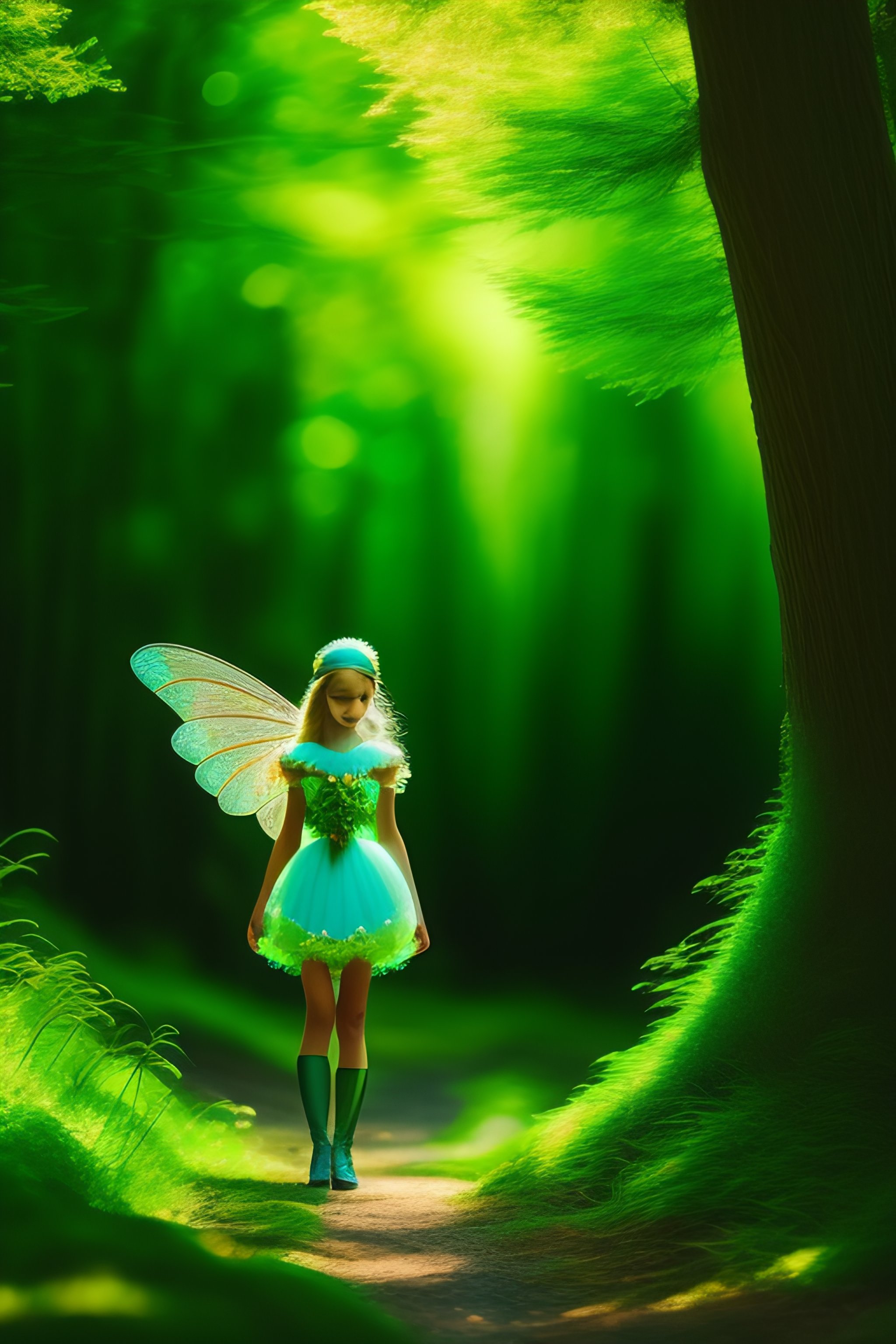 Lexica - Fairy person, green grass