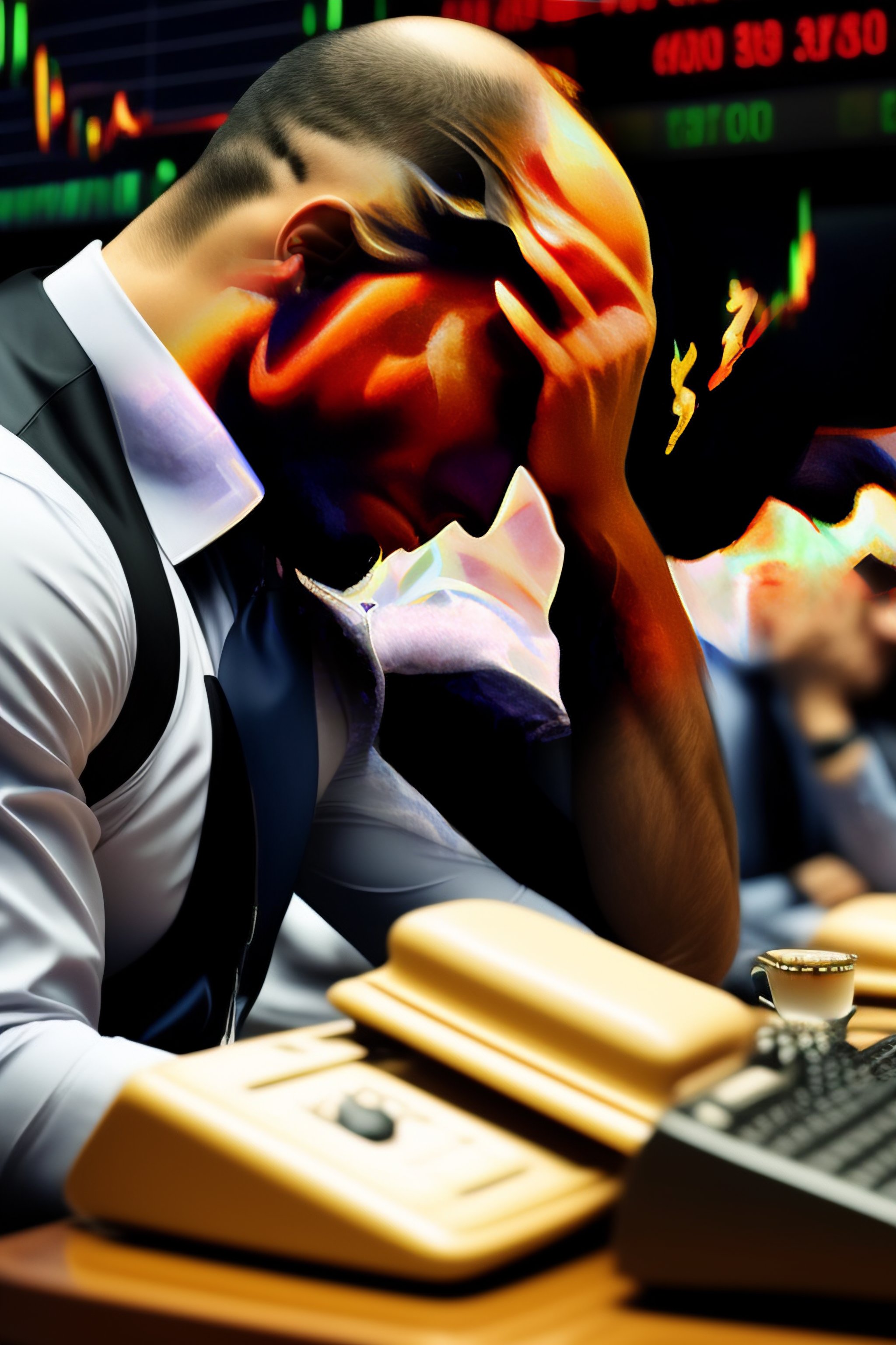 Lexica - Crying and sad futures traders loosing money,Markets crashing,vintage picture