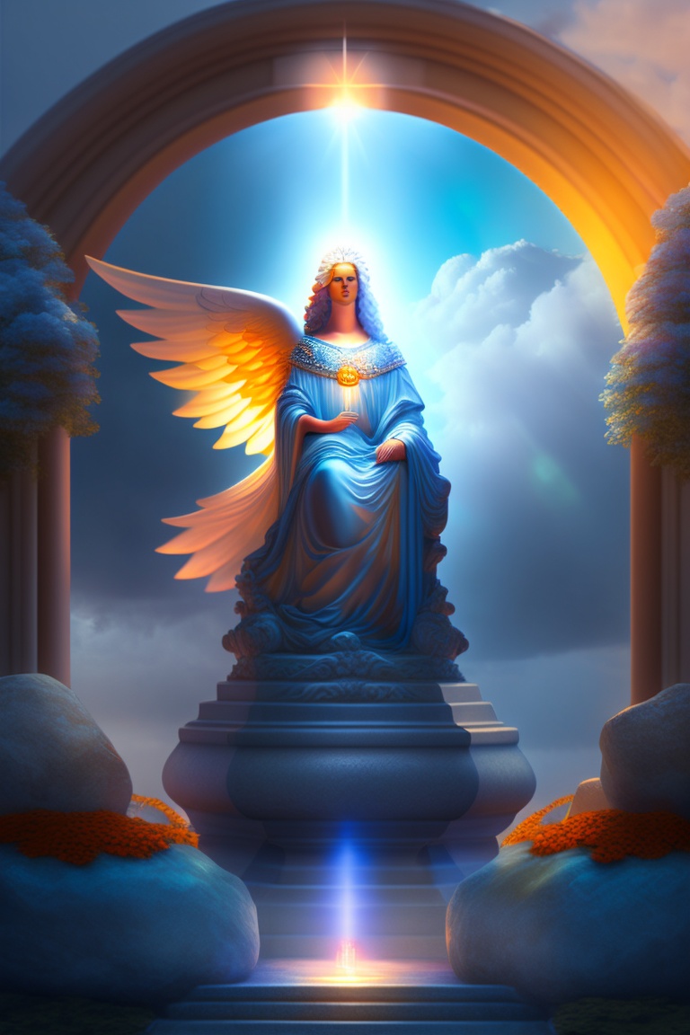 Lexica - Angel from the front, with angelic mantle, on top of the ...