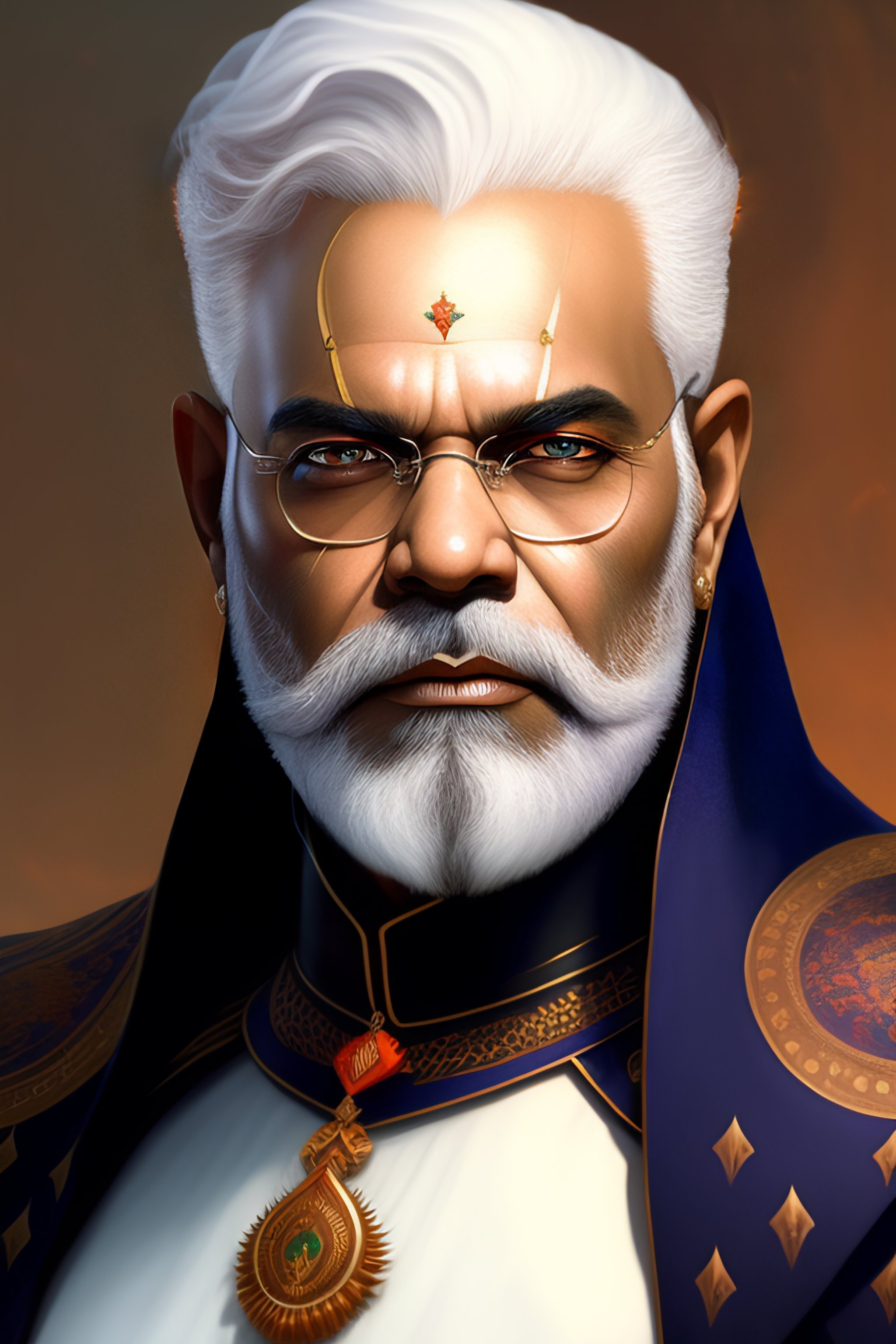 Lexica - Portrait of joe narendra modi goth cyborg with white hair in ...