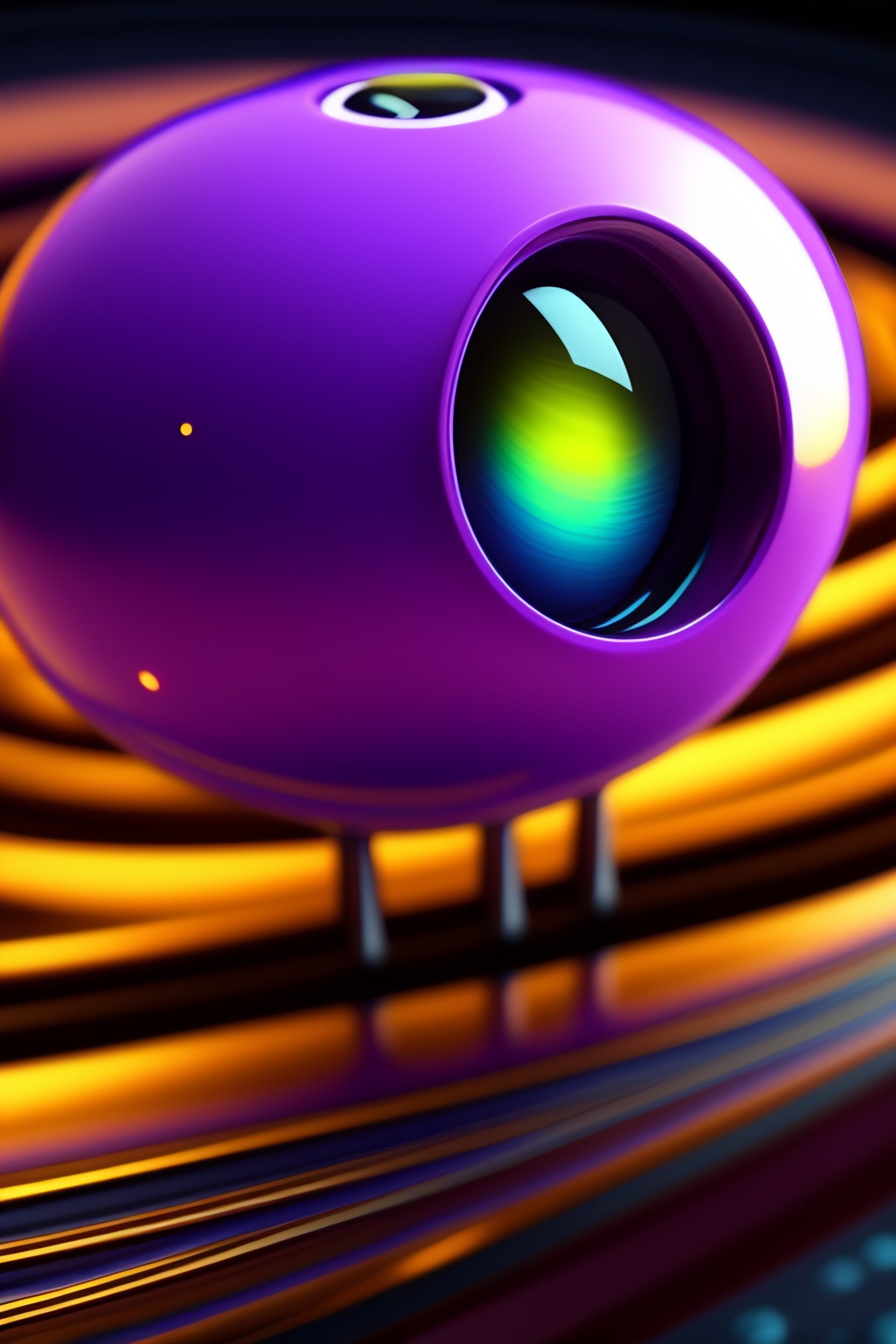 Lexica - A violet robot with big eye surounded by atoms