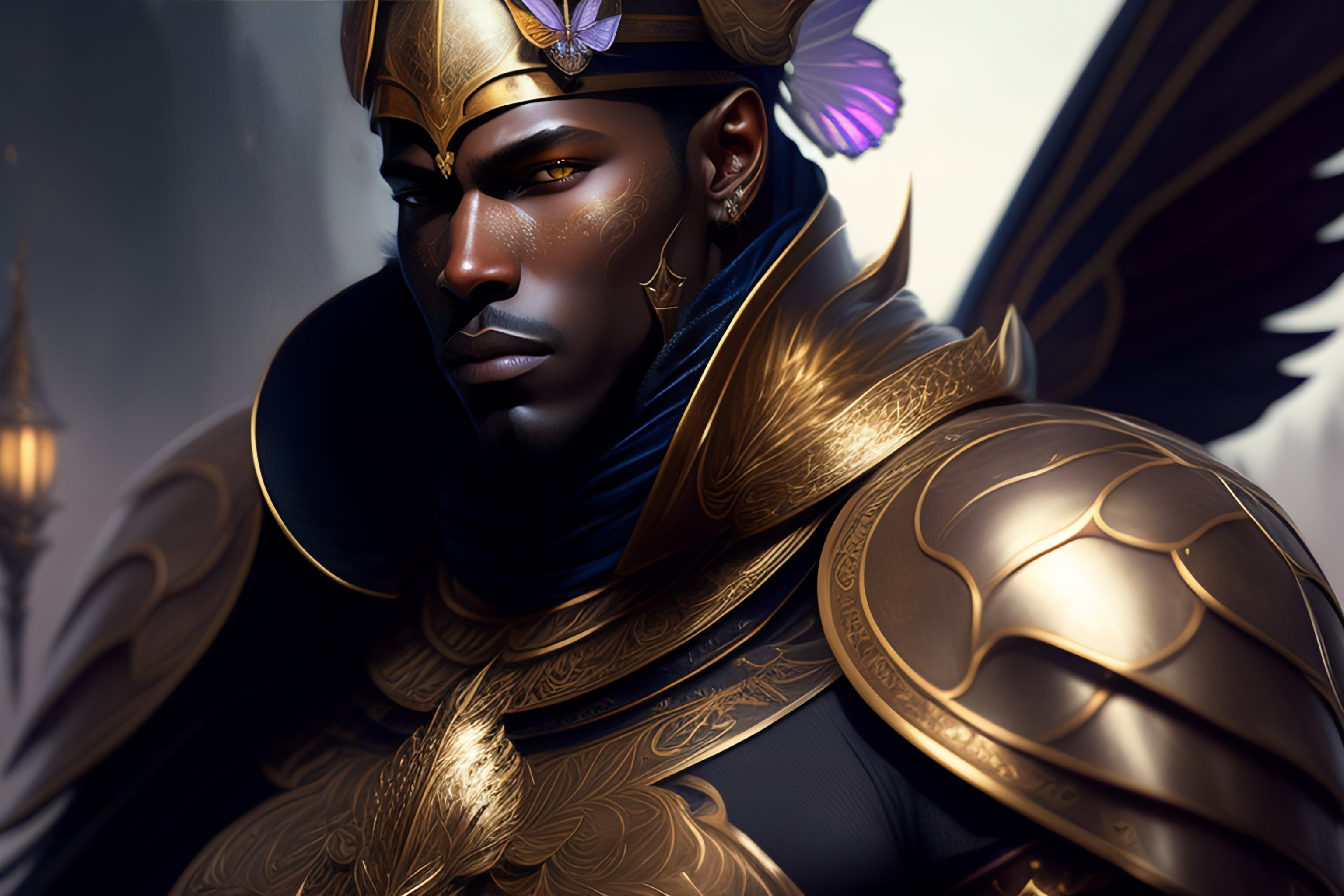 Lexica - Man wearing butterfly armor, darkness, dark lighting ...