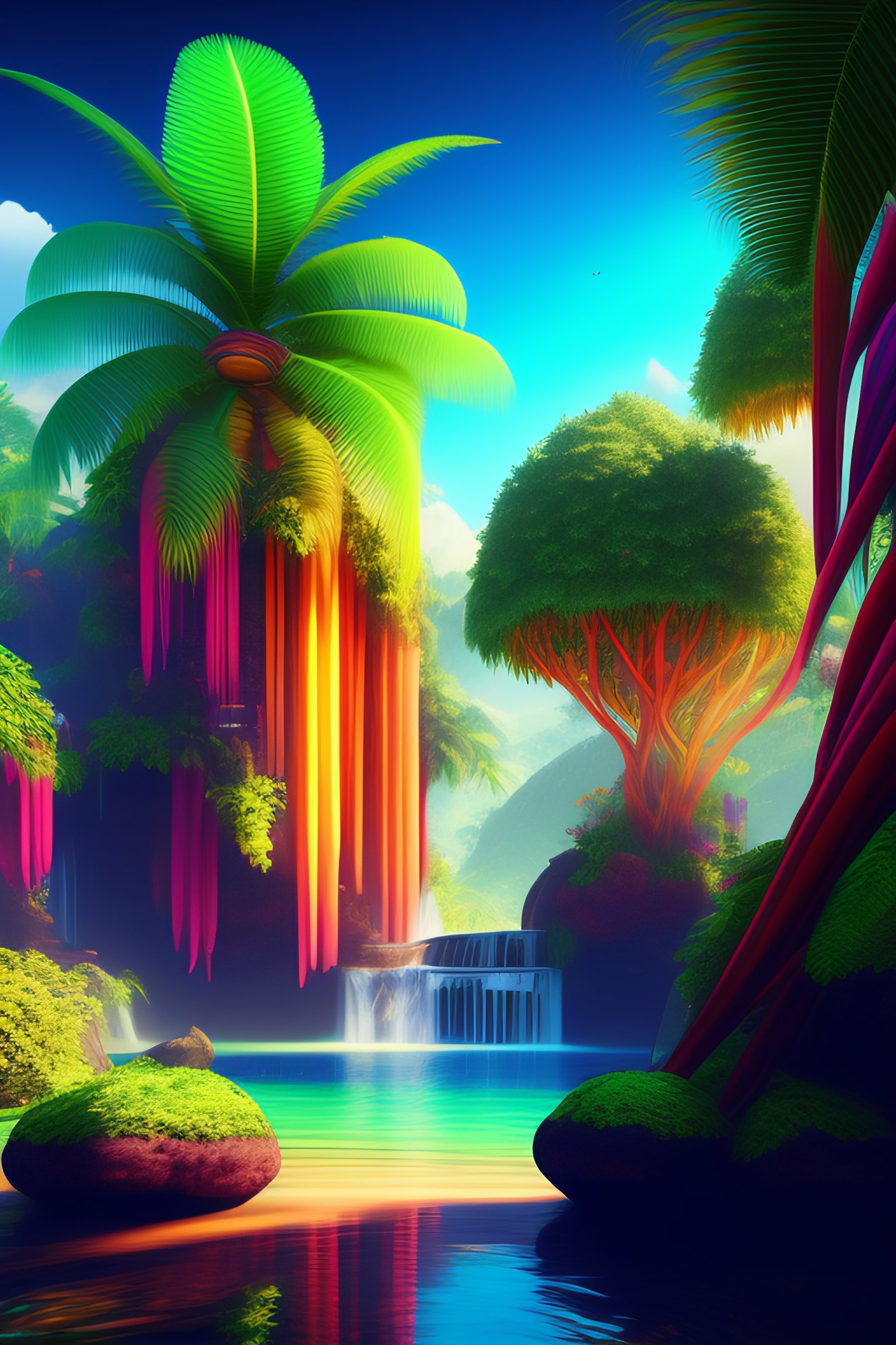 Lexica - Vibrant tropical fantasy, photo-realistic tropical jungle ...